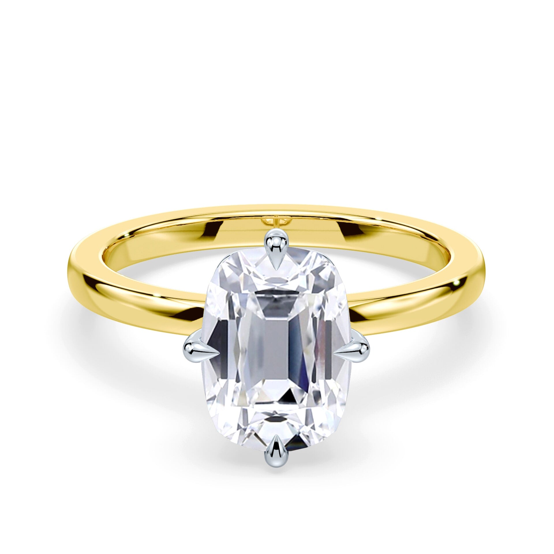 Antique Cushion Compass Prong Ring – Plum