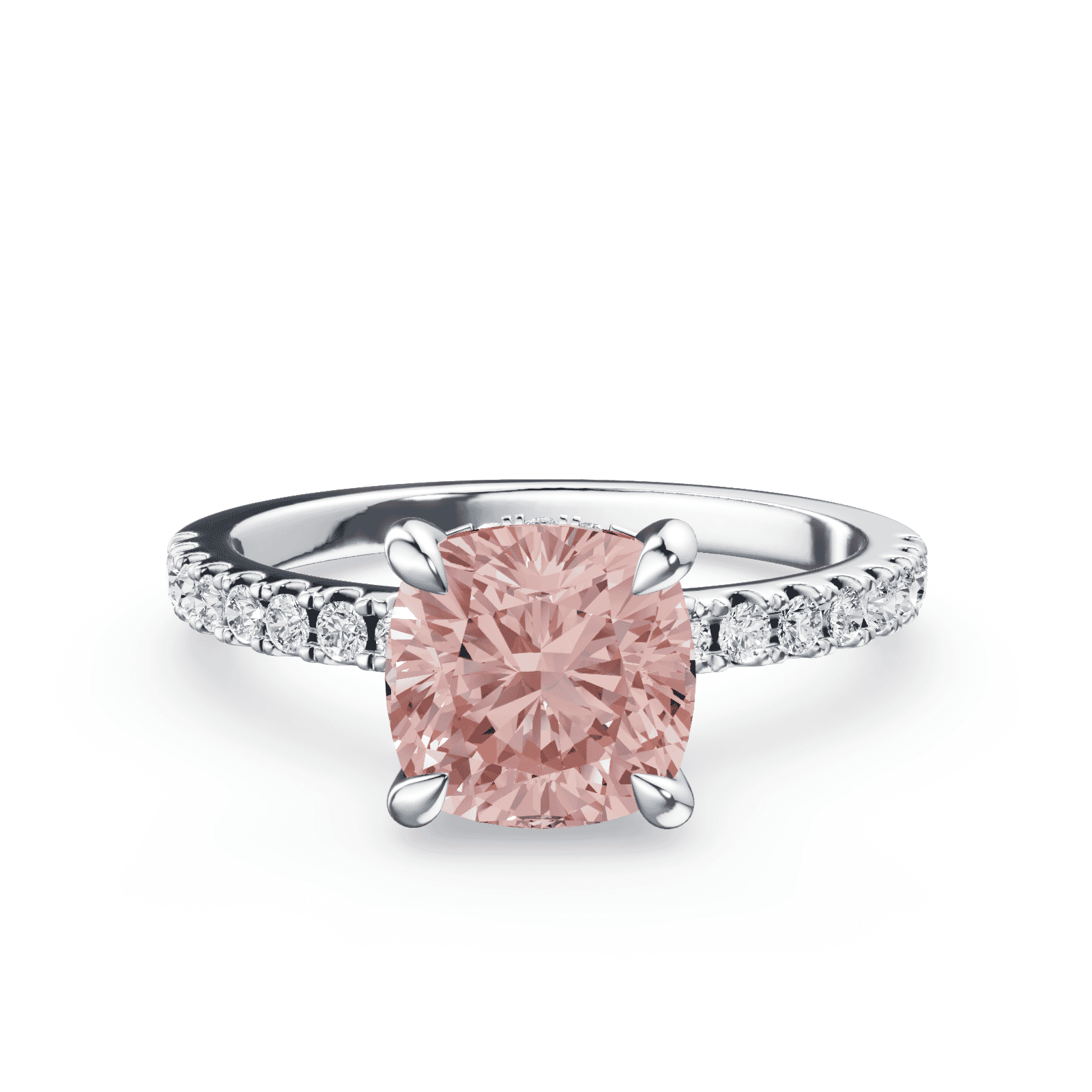 Cushion Cut Low Profile Pink Pave Ring – Plum