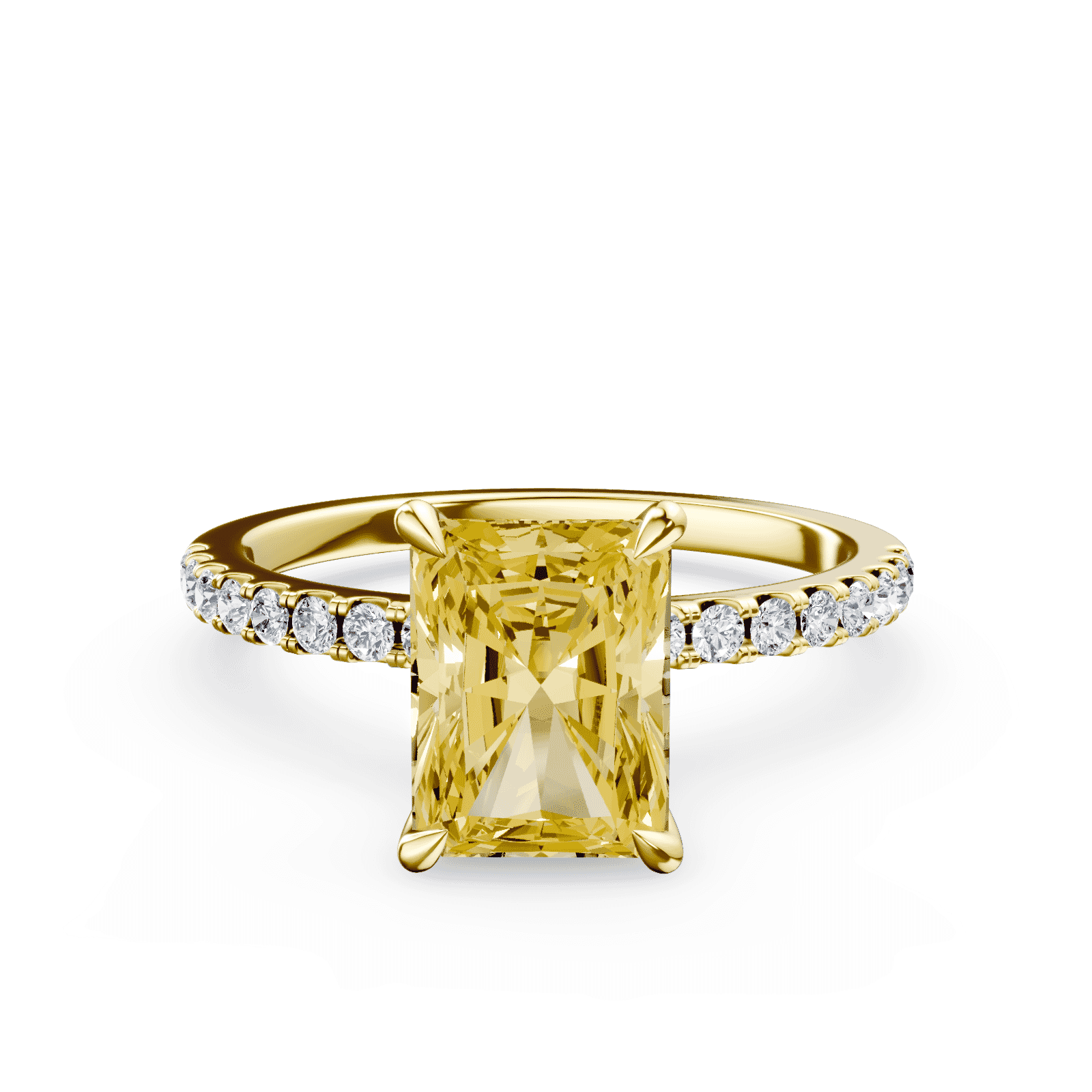 Emerald Cut Yellow Diamond Pave Ring | Plum Diamonds
