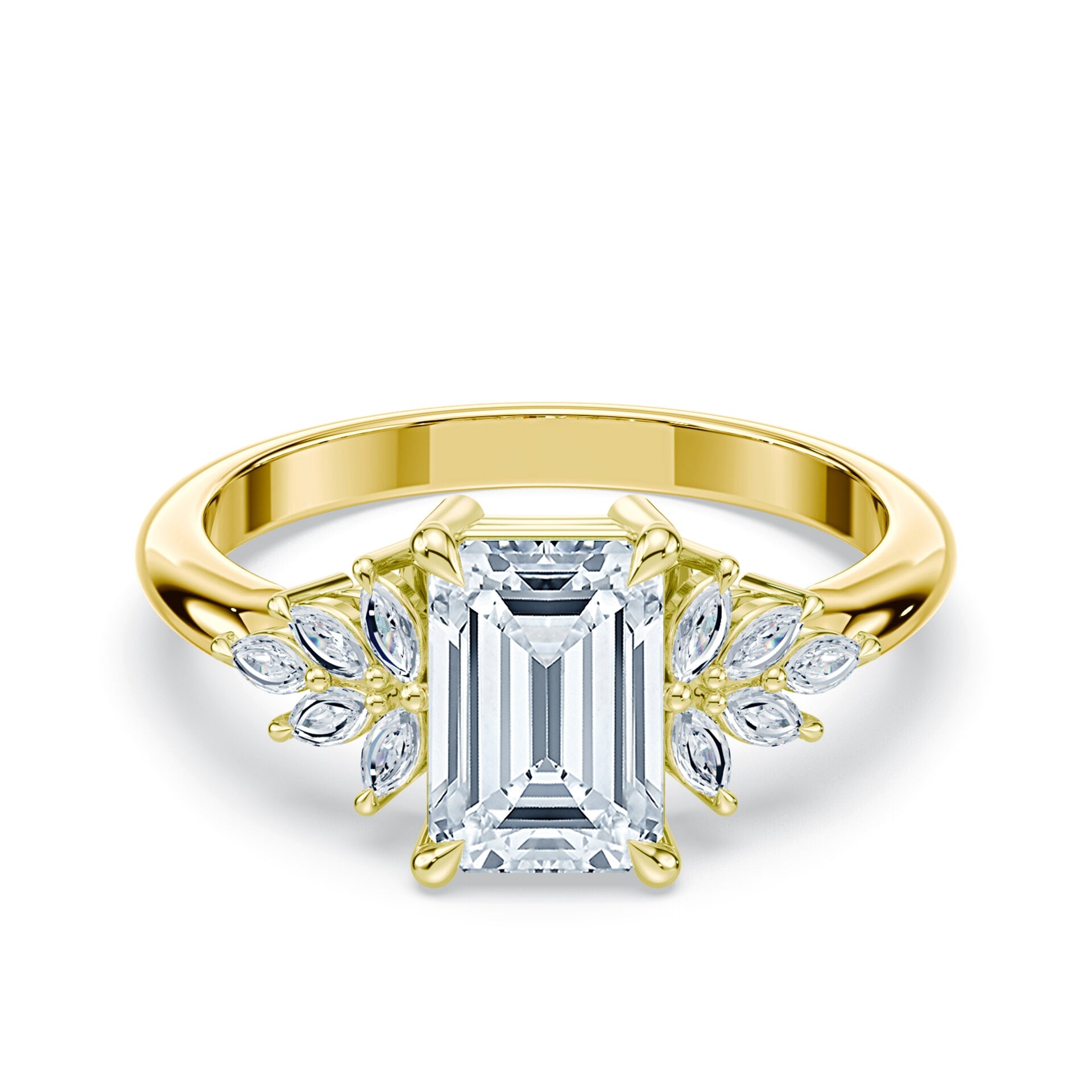 Emerald Cut Diamond Bouquet Ring – Plum