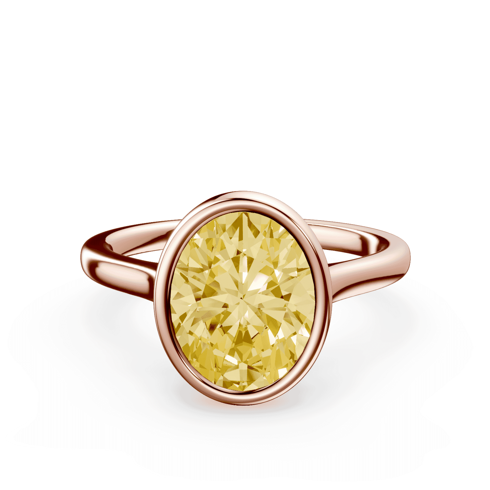 Oval Cathedral Bezel Yellow Diamond Ring | Plum Diamonds