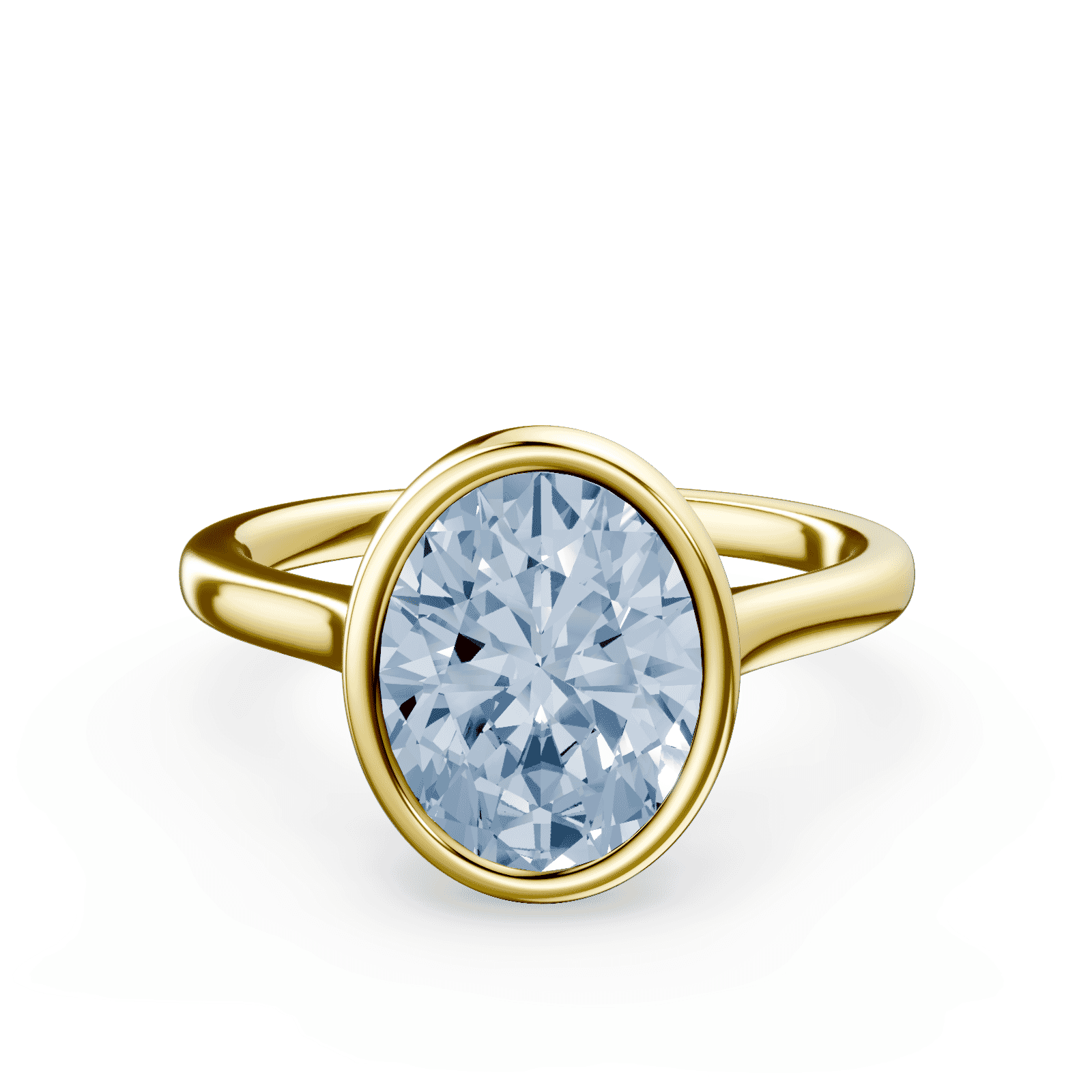 Oval Cathedral Bezel Blue Diamond Ring | Plum Diamonds