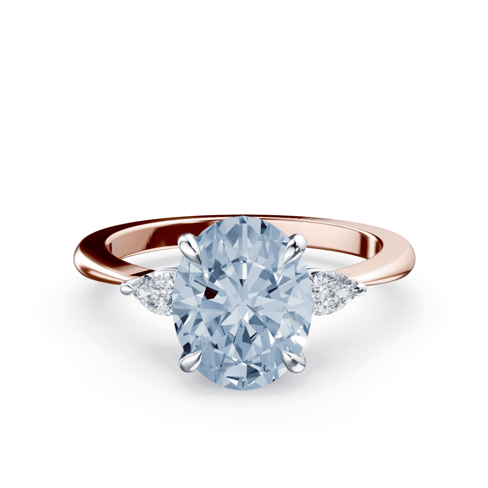 Oval Three Stone Blue Diamond Ring | Plum Diamonds