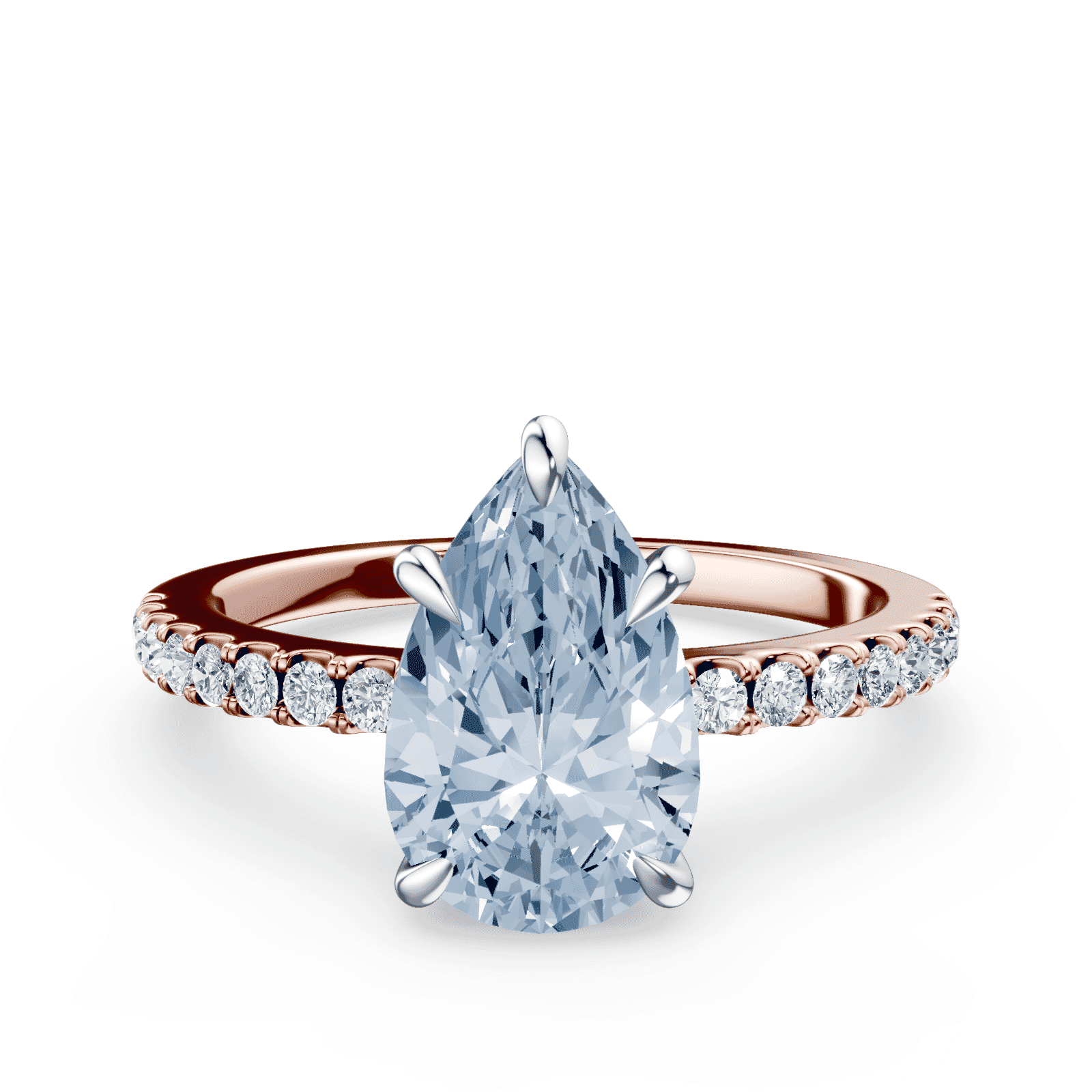 Pear Cut Low Profile Blue Pave Ring | Plum Diamonds
