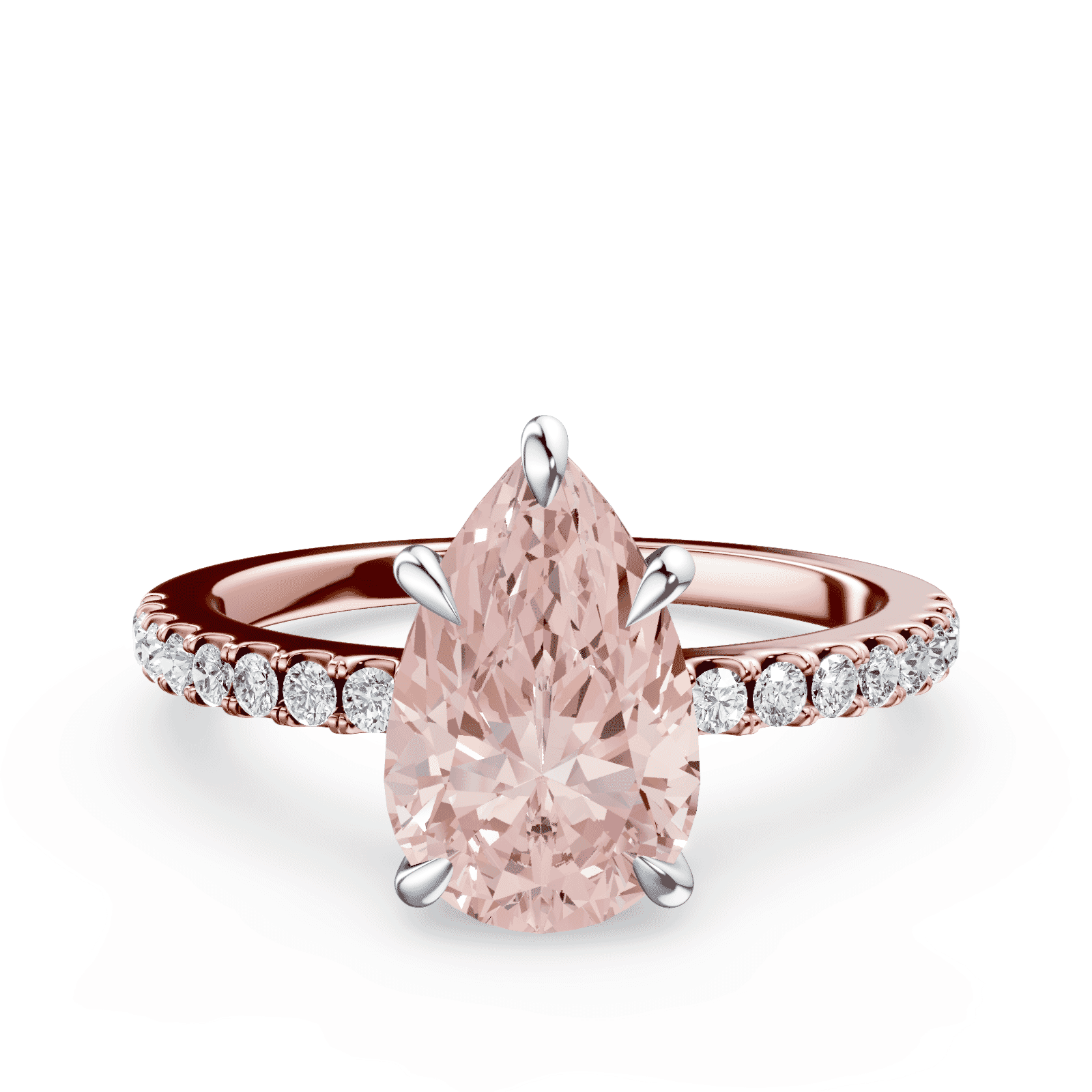 Pear Cut Low Profile Pink Pave Ring | Plum Diamonds