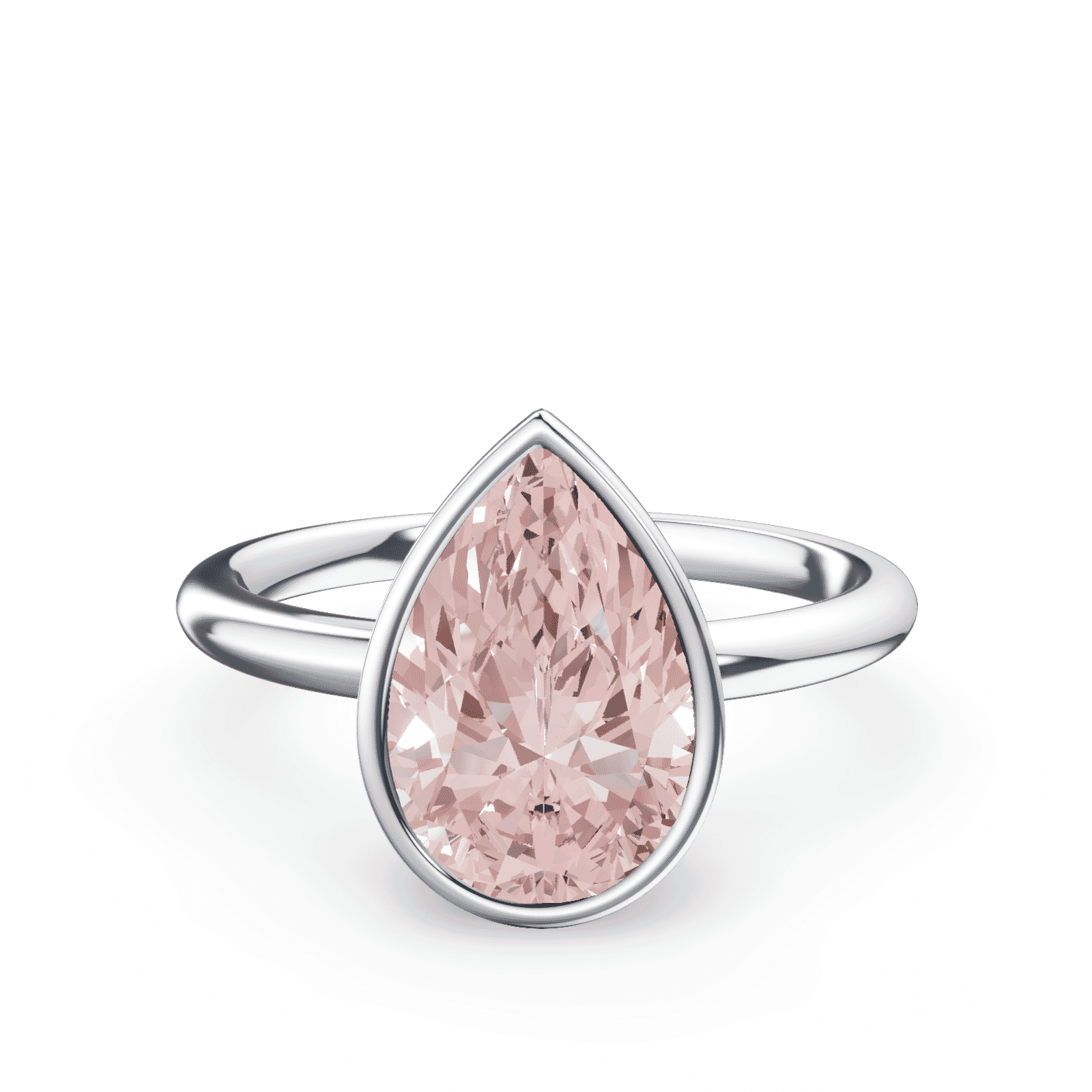 Pear Cut Cathedral Bezel Pink Diamond Ring | Plum Diamonds
