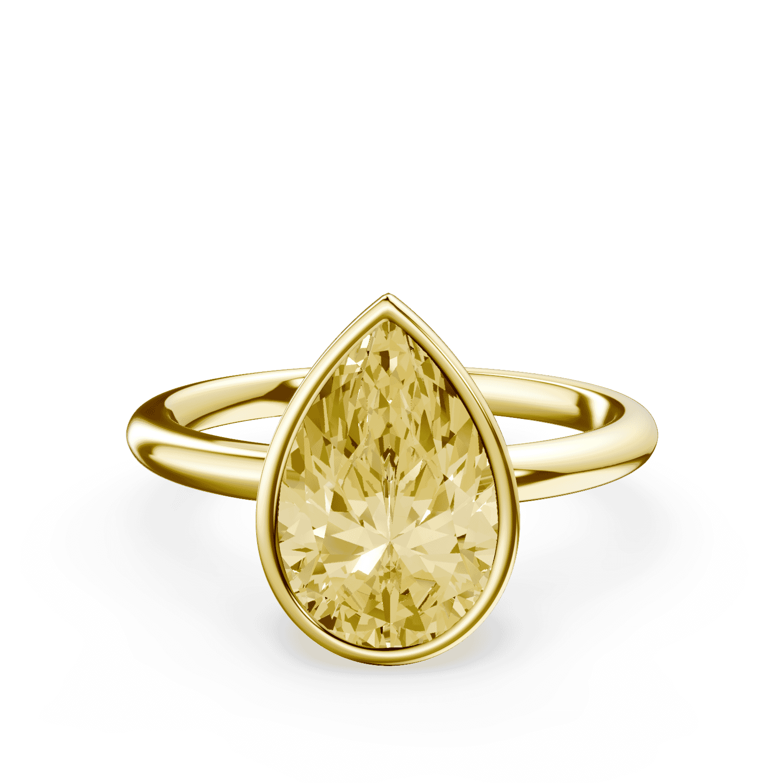 Pear Cut Bezel Yellow Diamond Ring | Plum Diamonds
