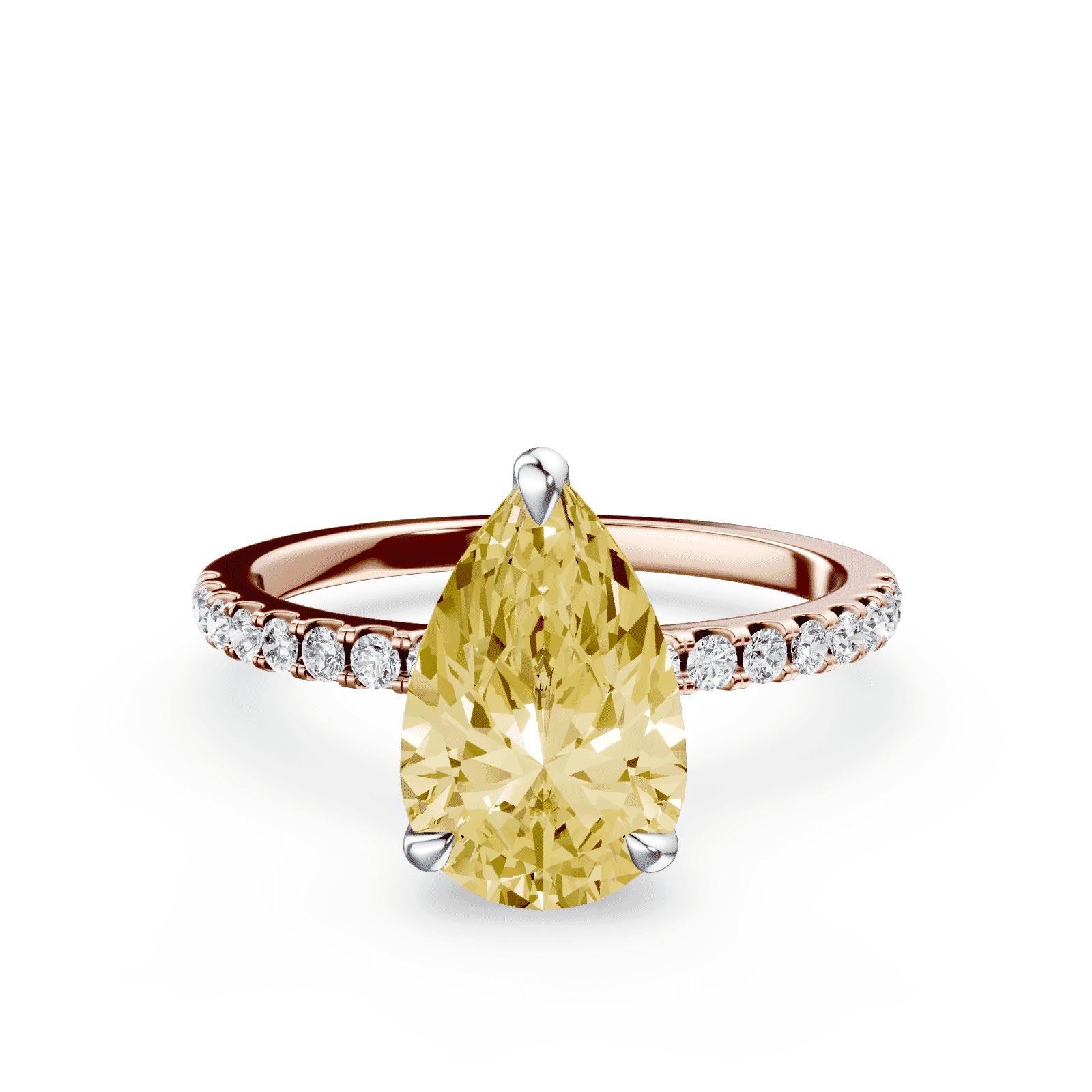 Pear Cut Yellow Diamond Pave Ring | Plum Diamonds