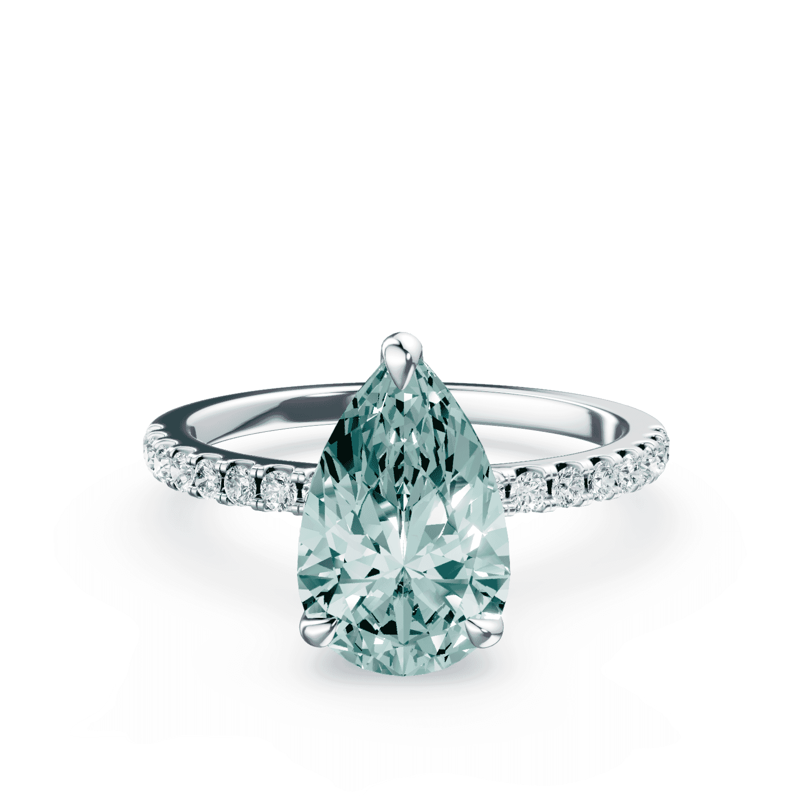 Pear Cut Green Diamond Pave Ring | Plum Diamonds