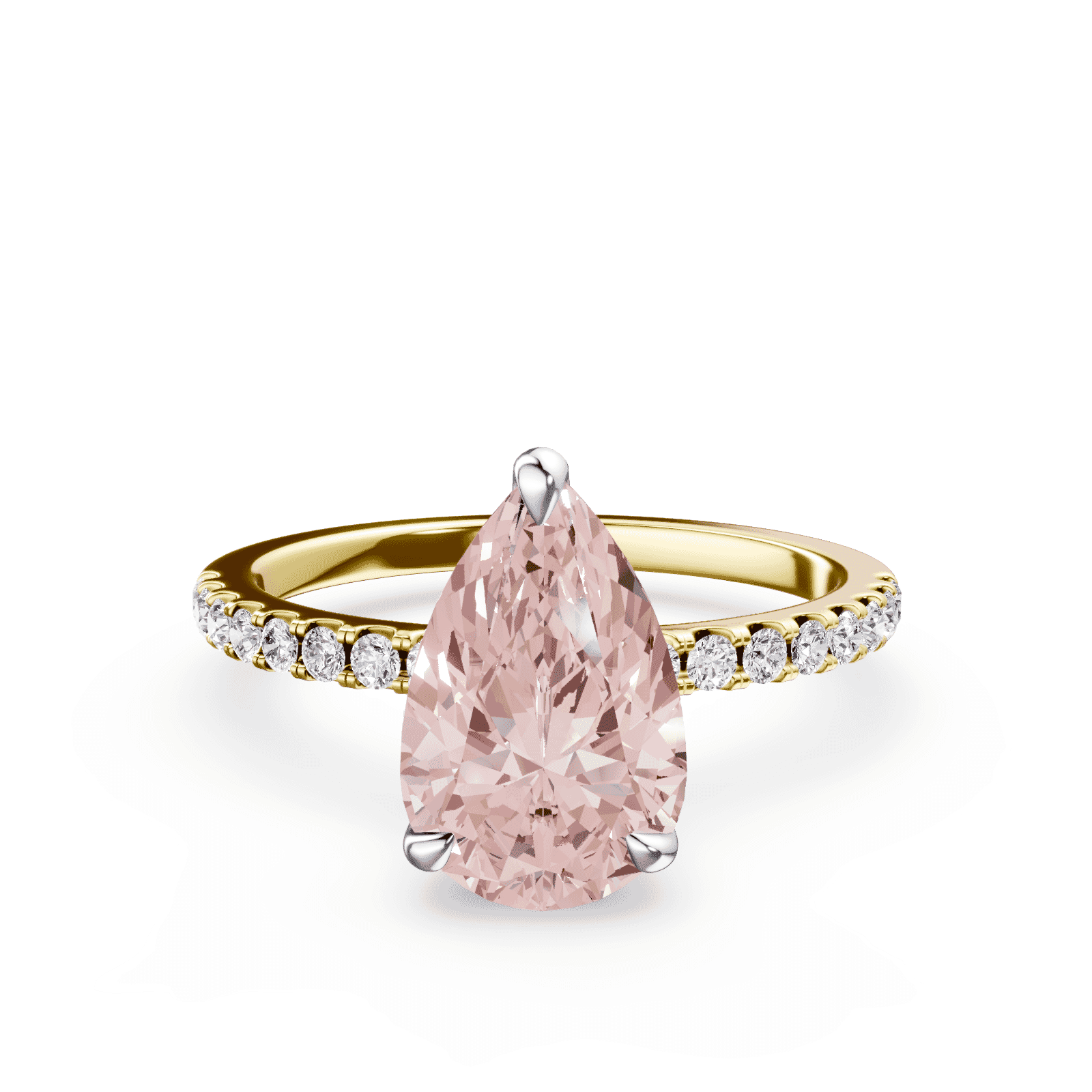 Pear Cut Pink Diamond Pave Ring | Plum Diamonds