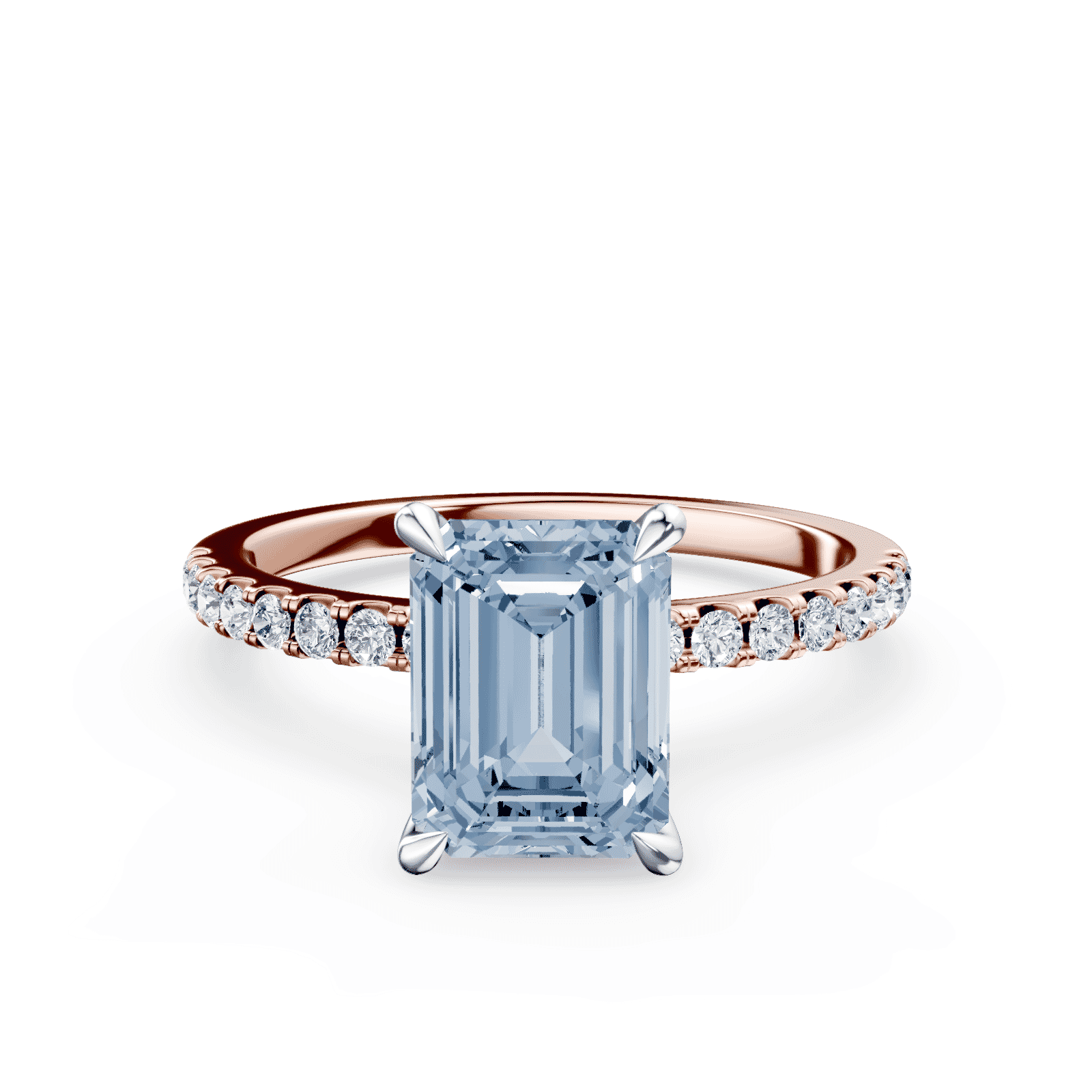 Radiant Cut Blue Diamond Pave Ring | Plum Diamonds