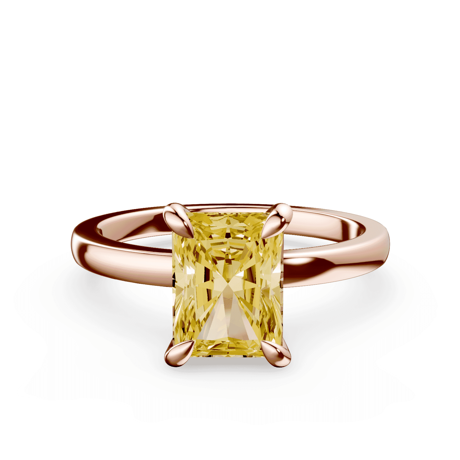 Radiant Cut Low Profile Yellow Diamond Ring | Plum Diamonds