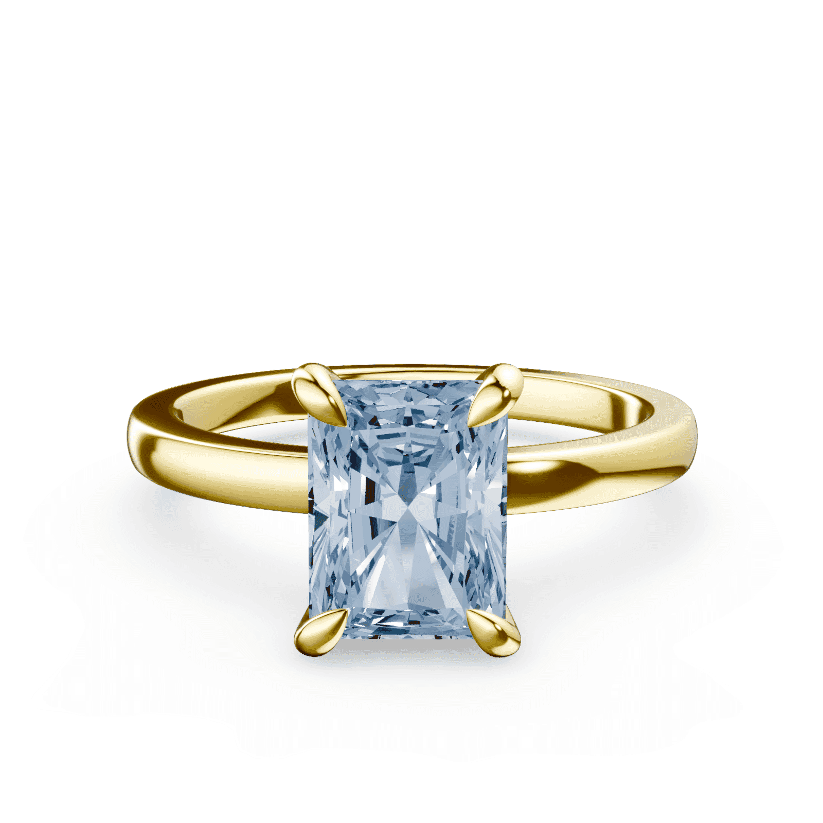 Radiant Cut Low Profile Blue Diamond Ring | Plum Diamonds