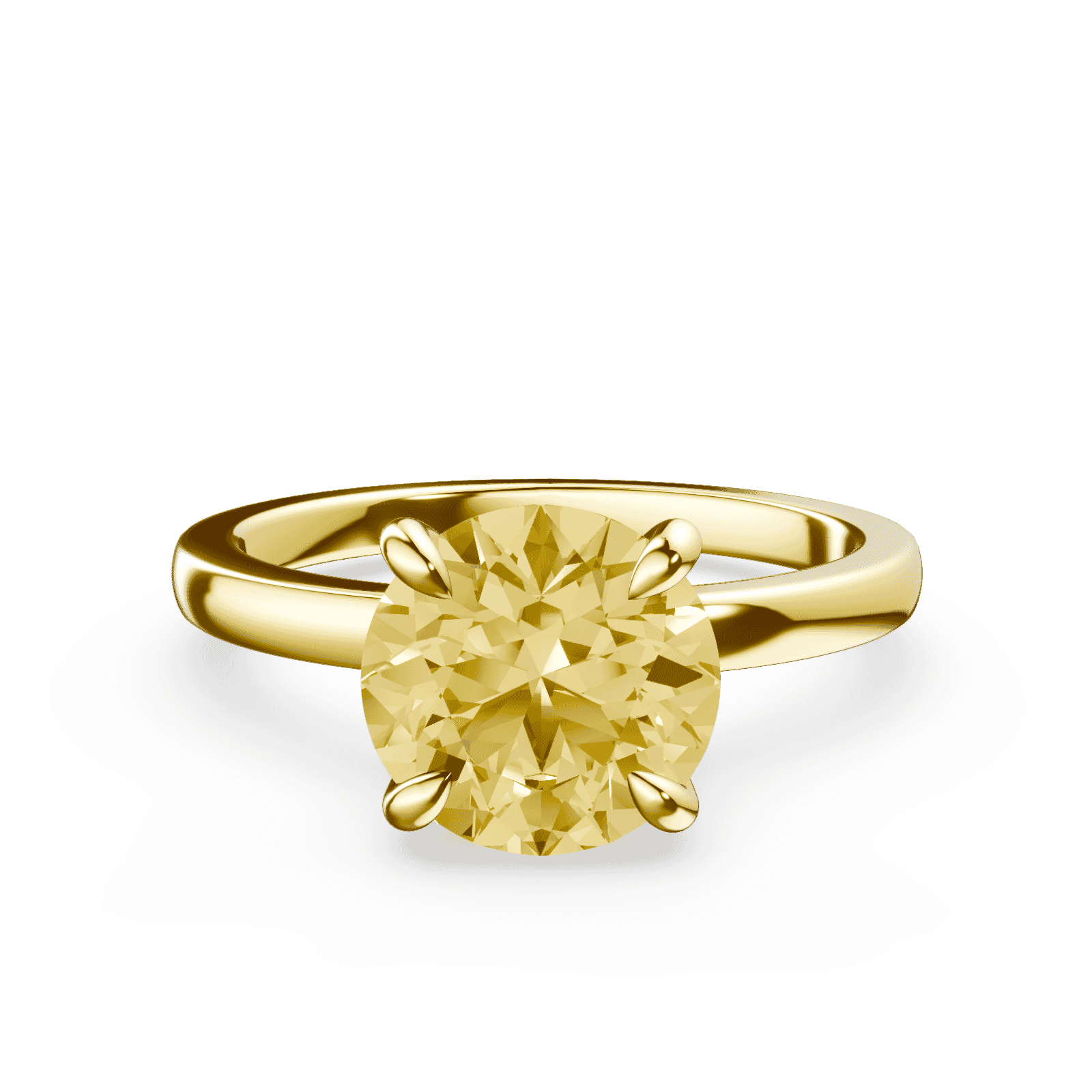 Round Low Profile Yellow Diamond Ring | Plum Diamonds
