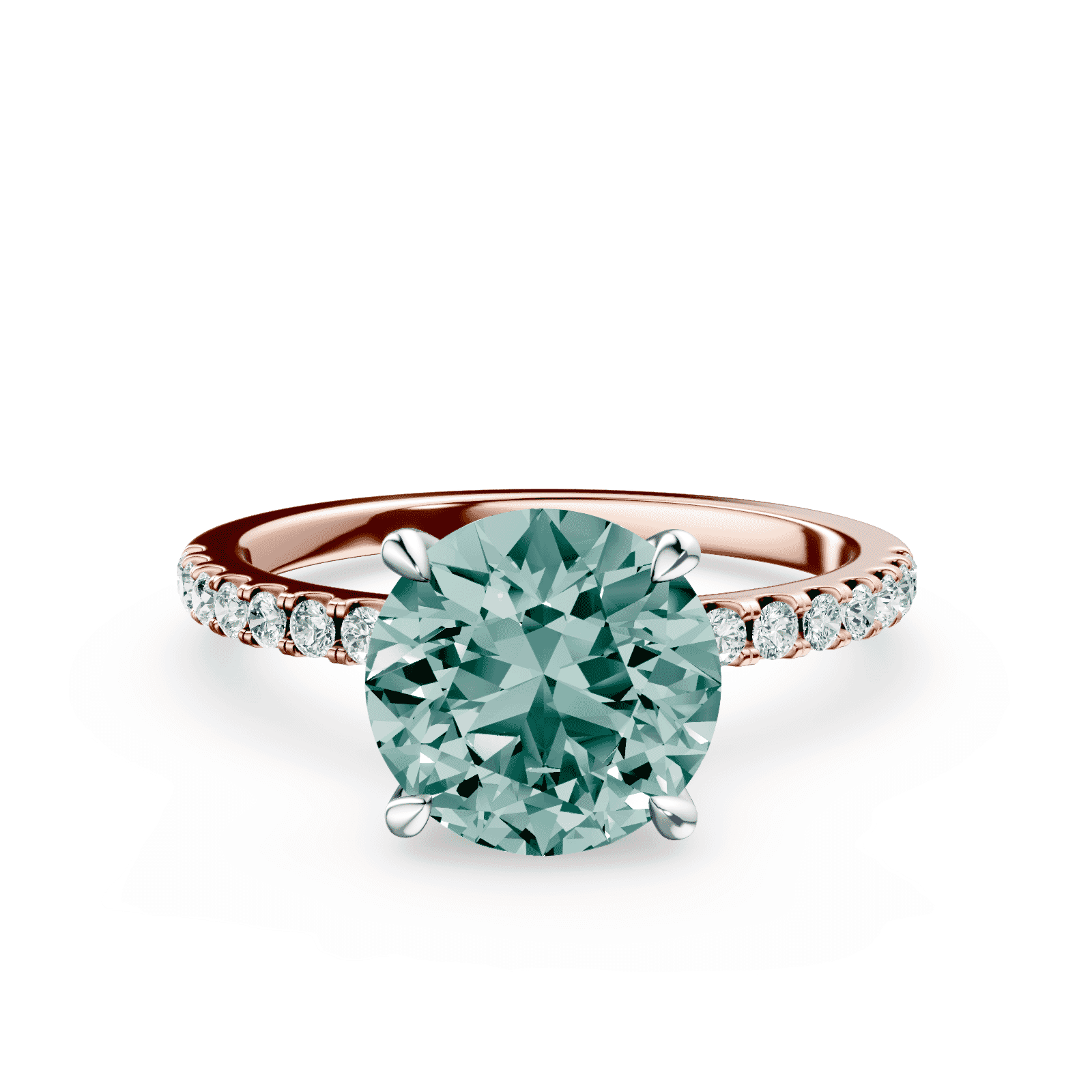 Round Green Diamond Pave Ring | Plum Diamonds