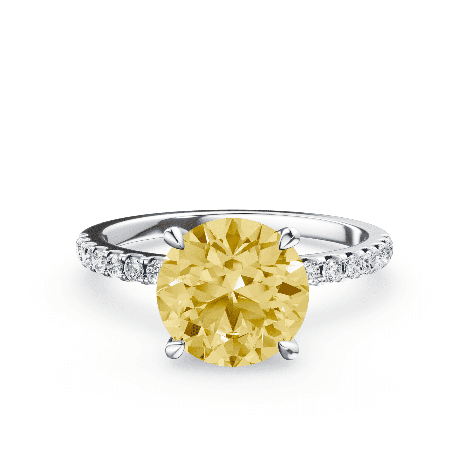 Round Yellow Diamond Pave Ring | Plum Diamonds