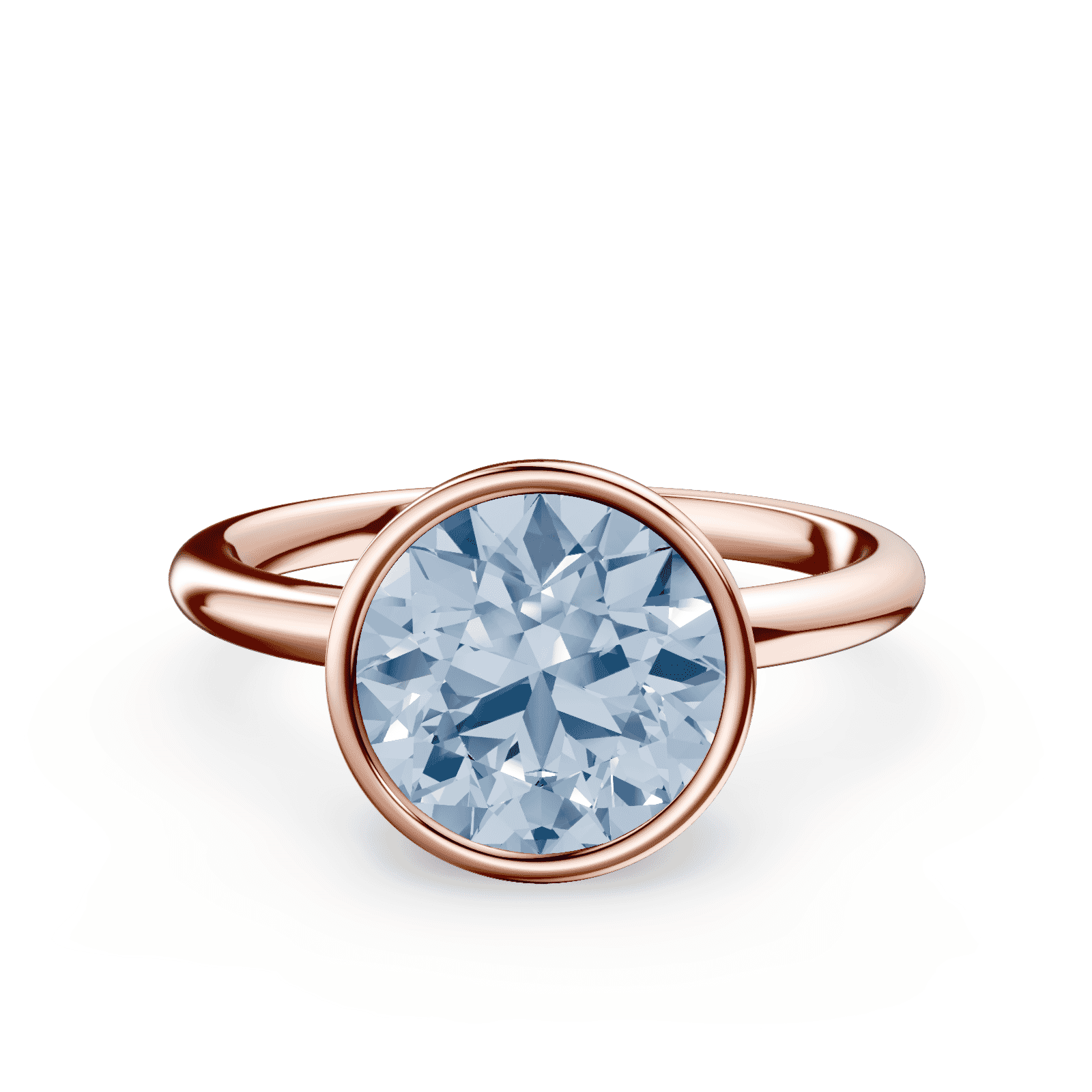 Round Bezel Blue Diamond Ring | Plum Diamonds