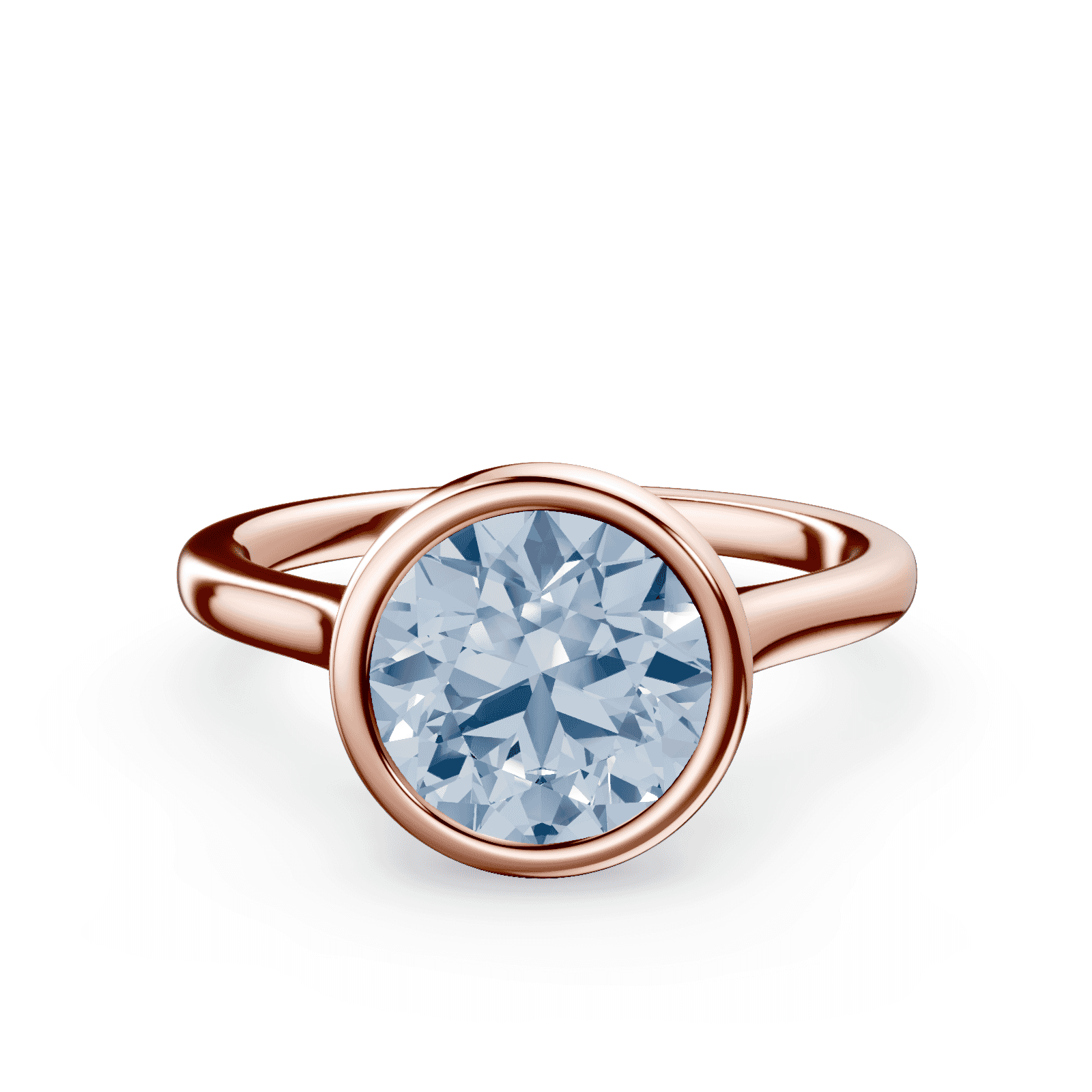 Round Cathedral Bezel Blue Diamond Ring | Plum Diamonds
