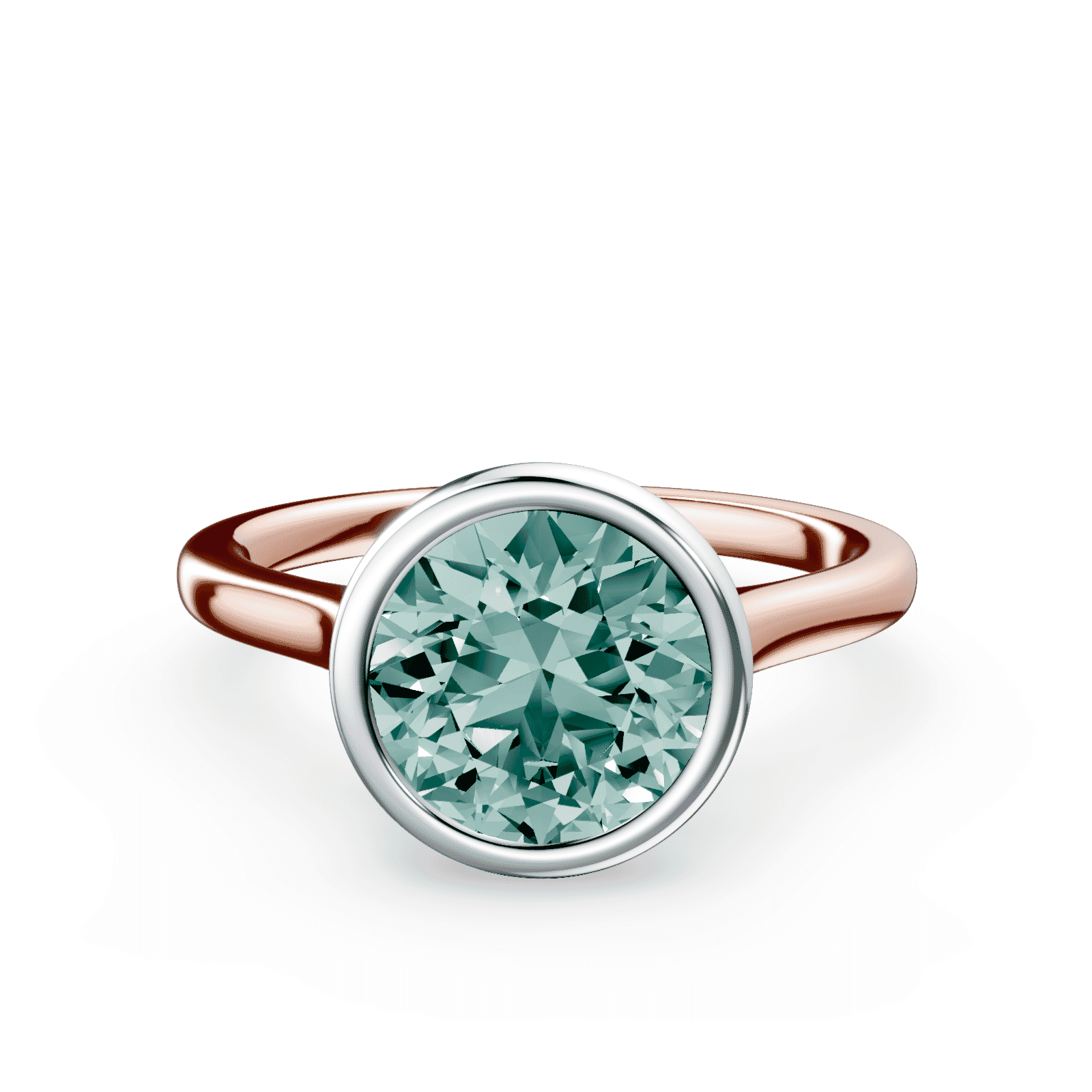 Round Cathedral Bezel Green Diamond Ring | Plum Diamonds