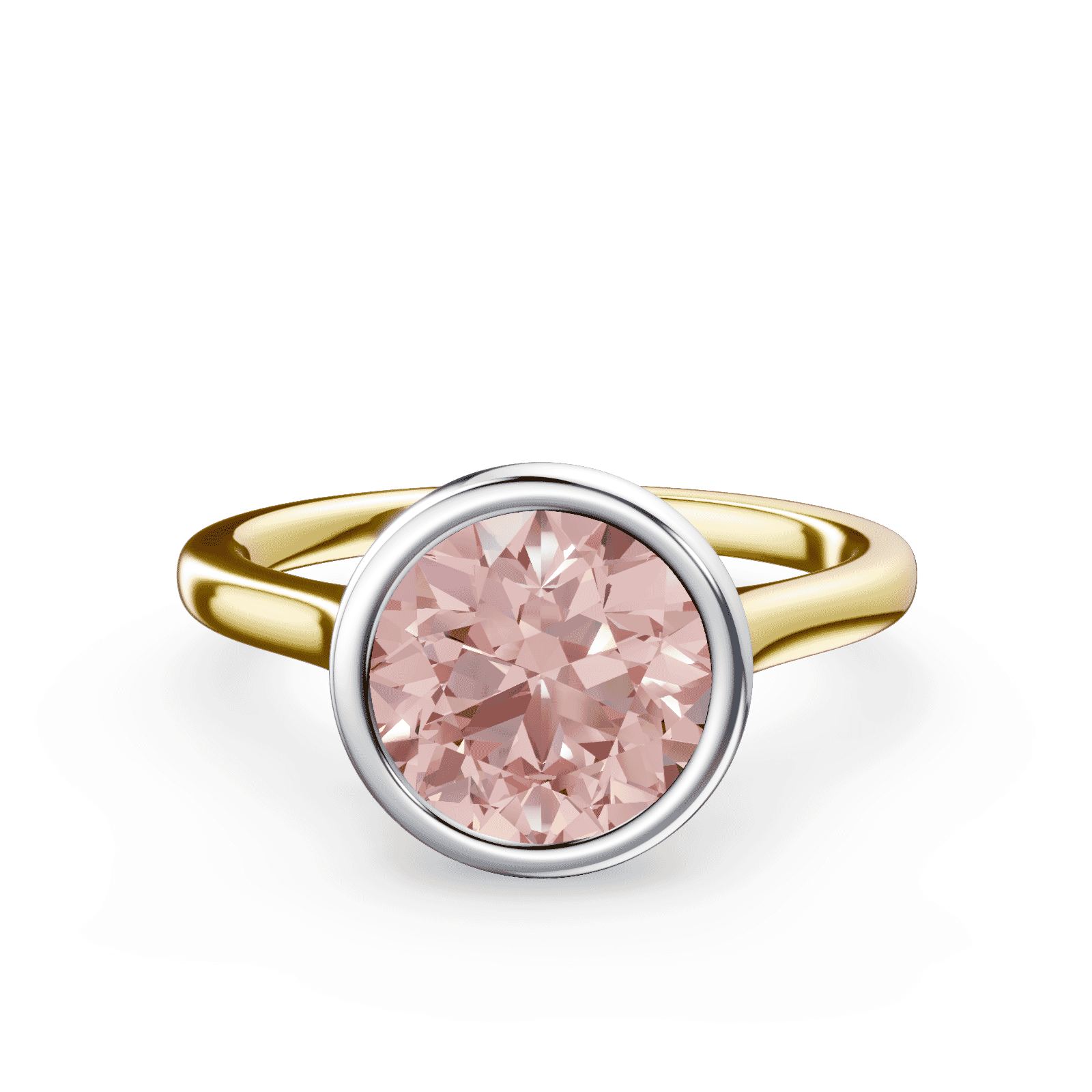 Round Cathedral Bezel Pink Diamond Ring | Plum Diamonds