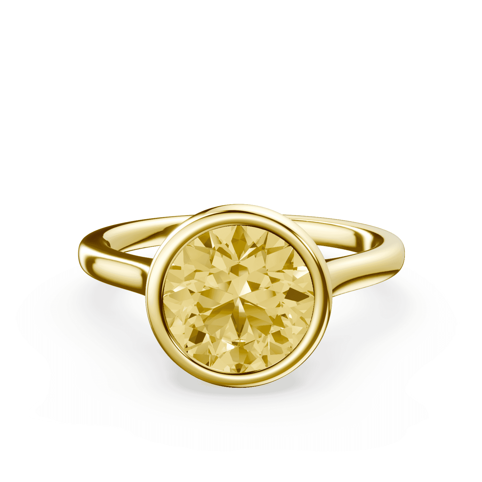 Round Cathedral Bezel Yellow Diamond Ring | Plum Diamonds