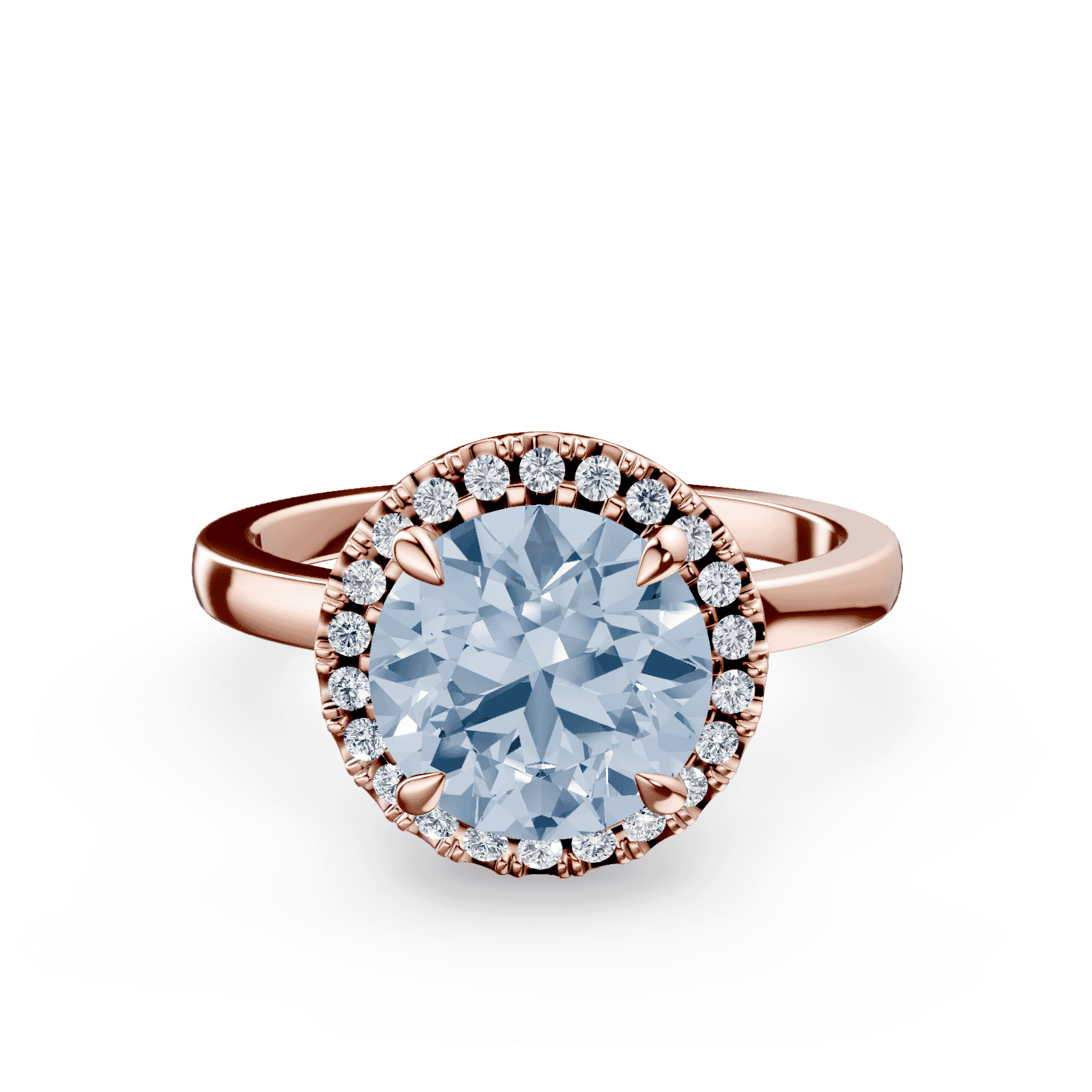 Round Halo Blue Diamond Ring | Plum Diamonds