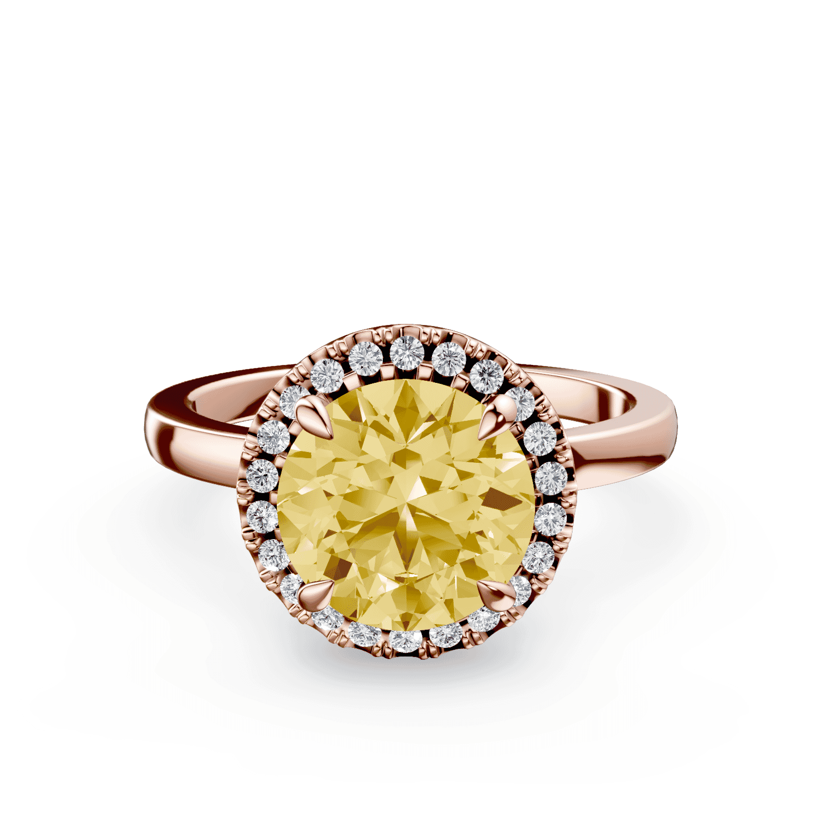 Round Halo Yellow Diamond Ring | Plum Diamonds