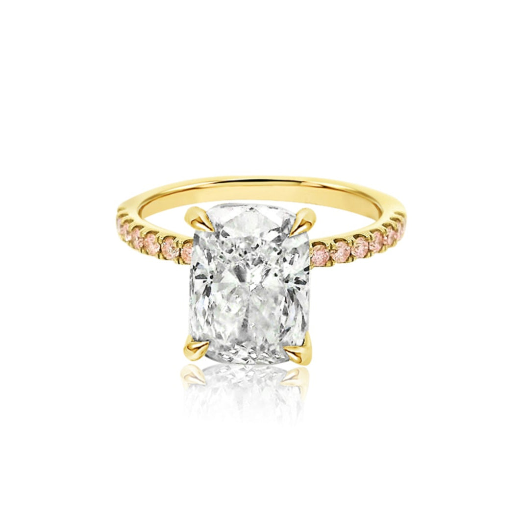 Ready-to-Ship Cushion Cut Hidden Halo Pink Pave Lab Diamond Ring | Plum ...