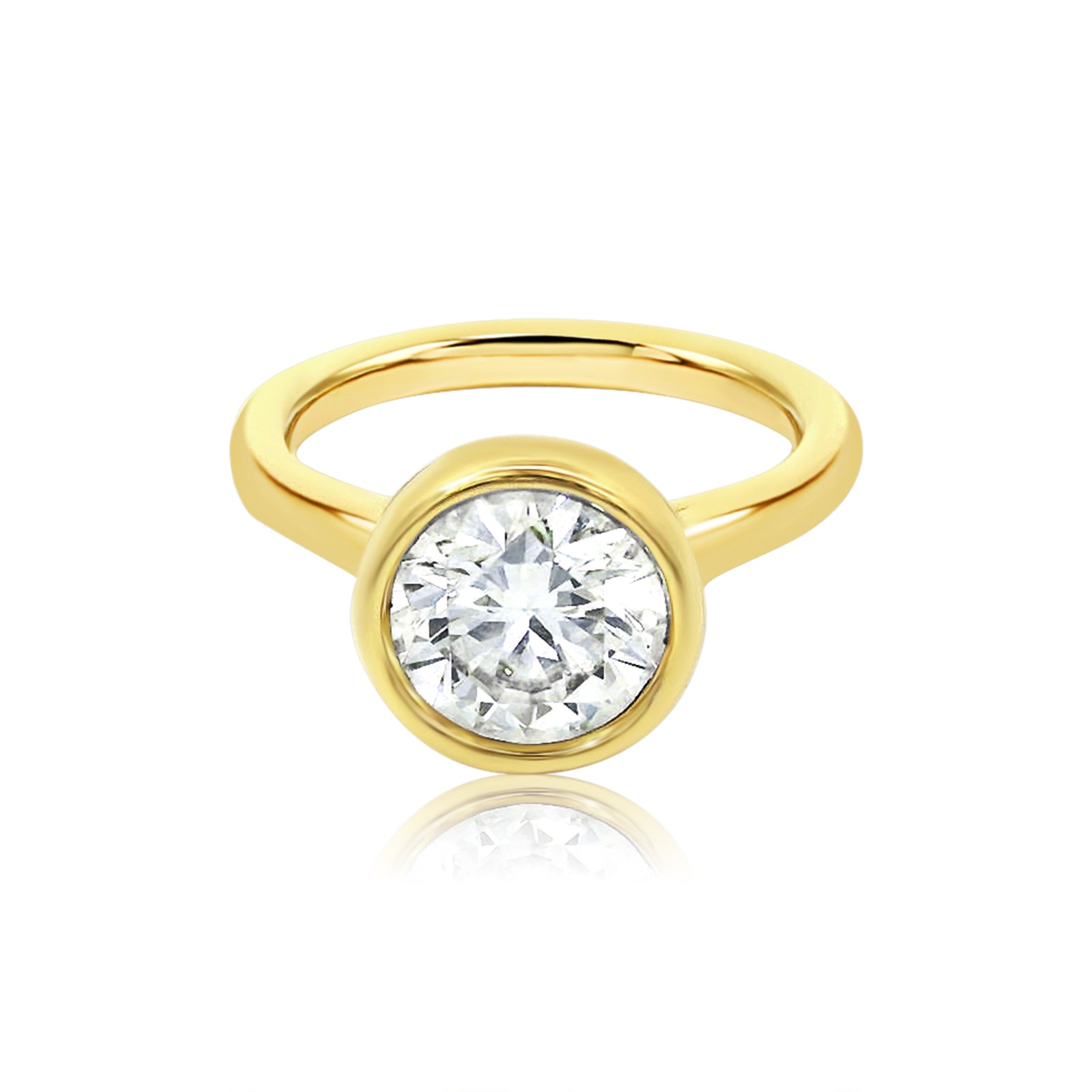 Ready-to-Ship Round Cut Cathedral Diamond Bezel Ring | Plum Diamonds