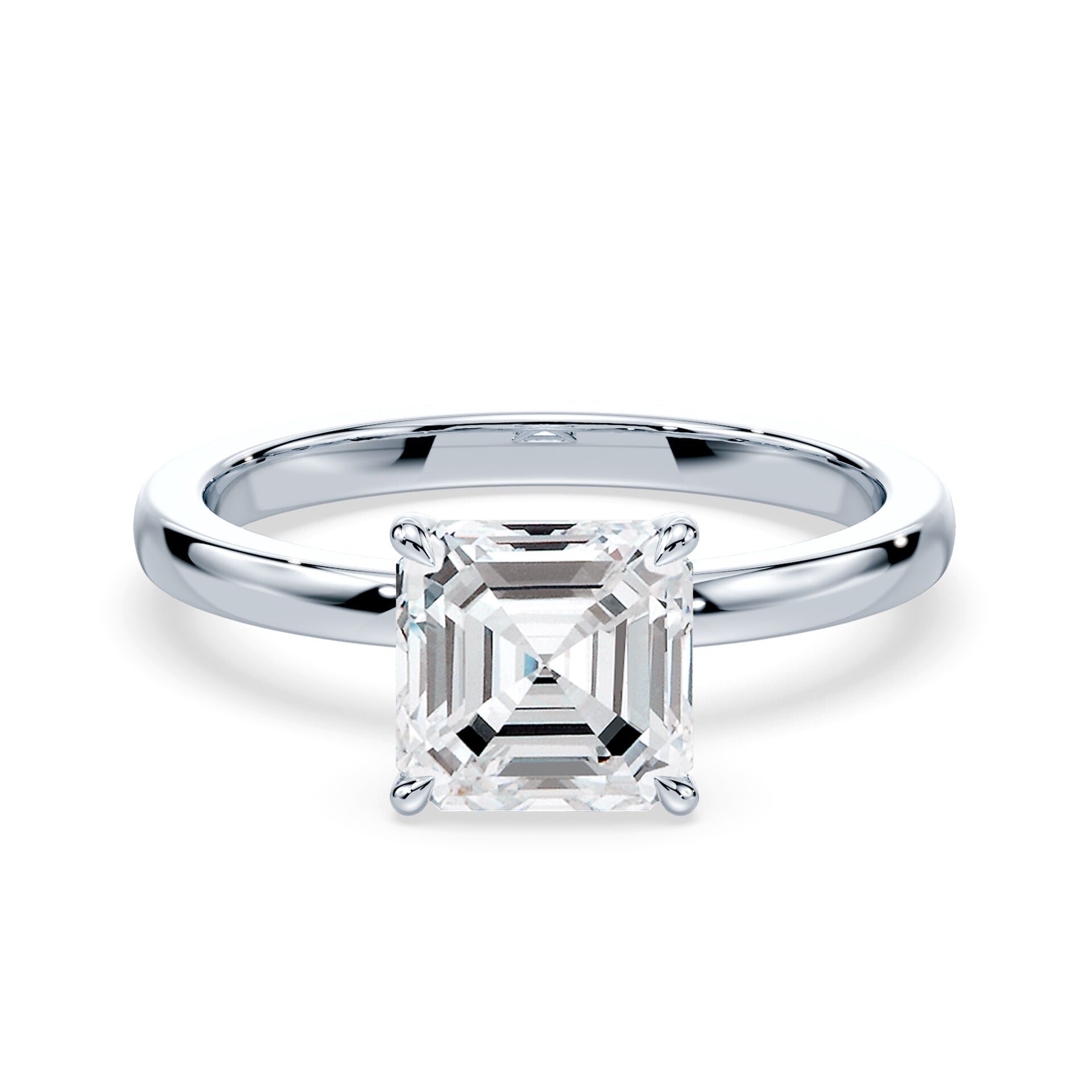 Asscher Cut Pave Prongs Solitaire PT950 | Plum Diamonds