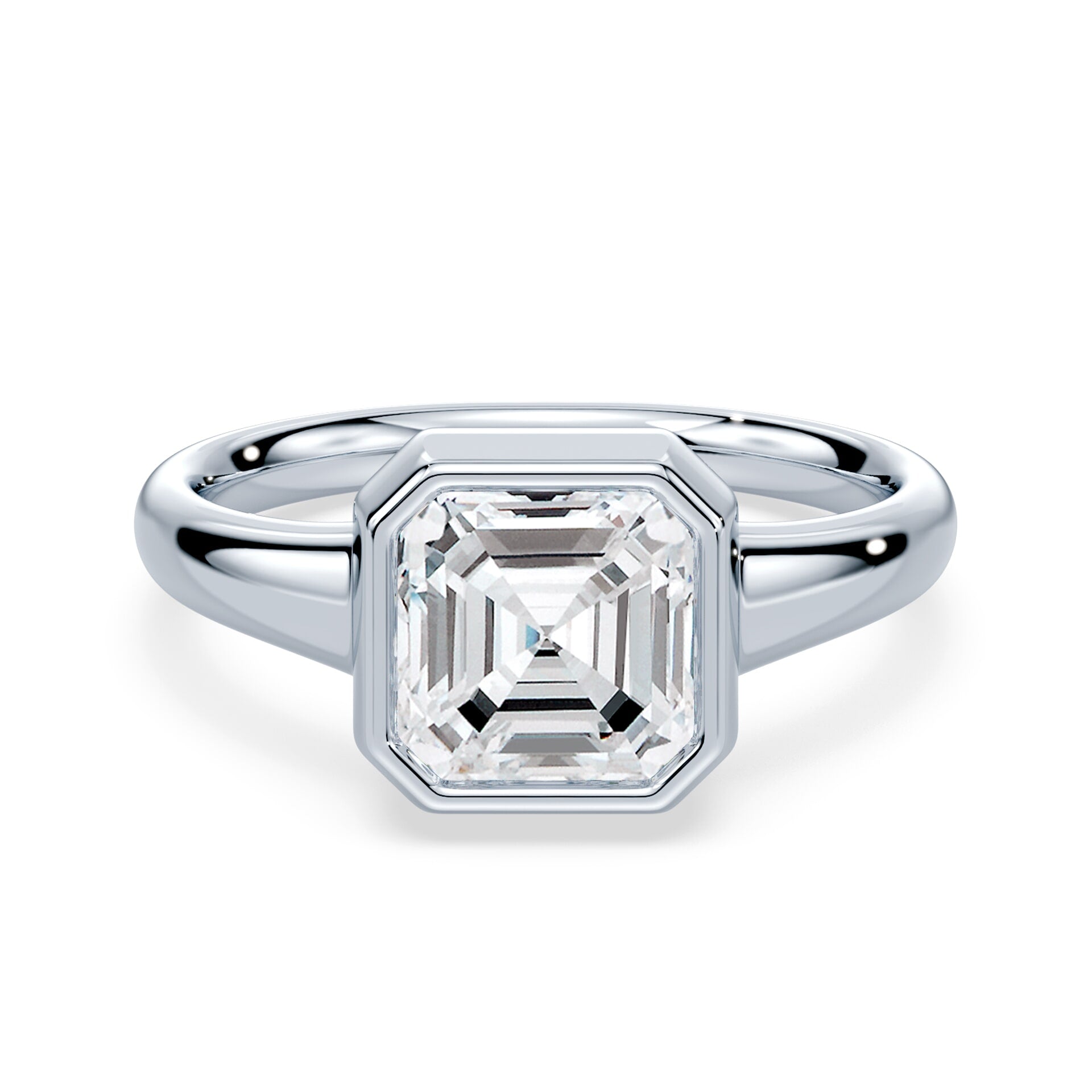 Asscher Cut Low Wide Bezel Ring – Plum