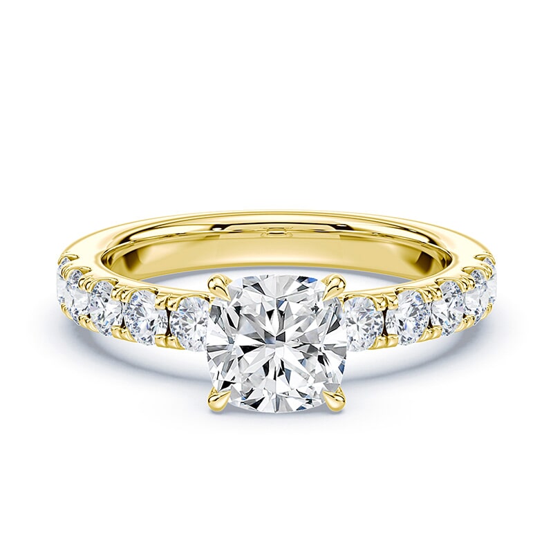 Cushion Cut Low Wide Pave Ring – Plum