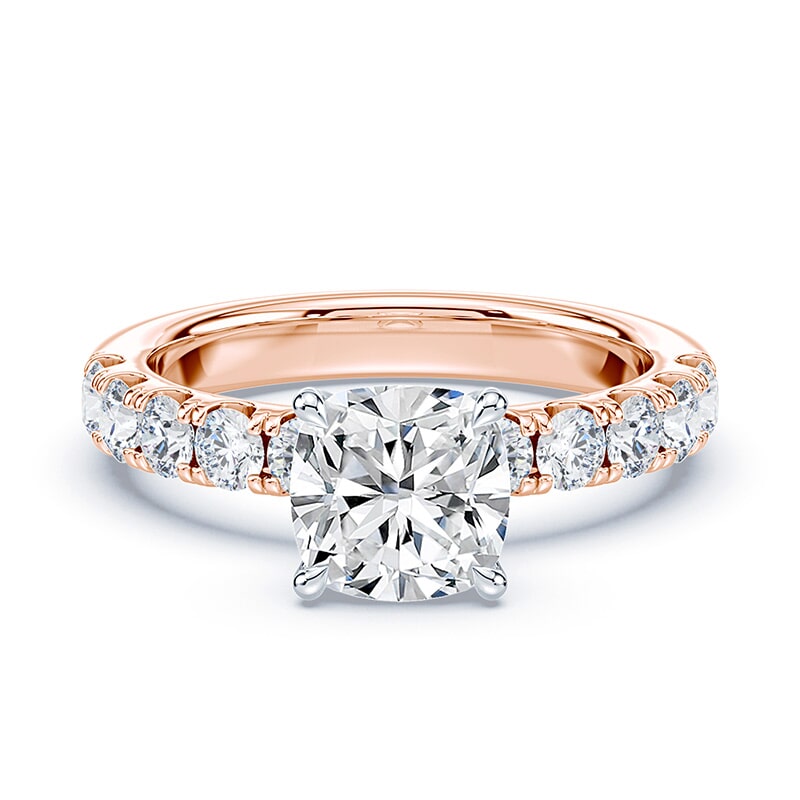 Two Tone Cushion Cut Allover Wide Pave Ring | Plum Diamonds