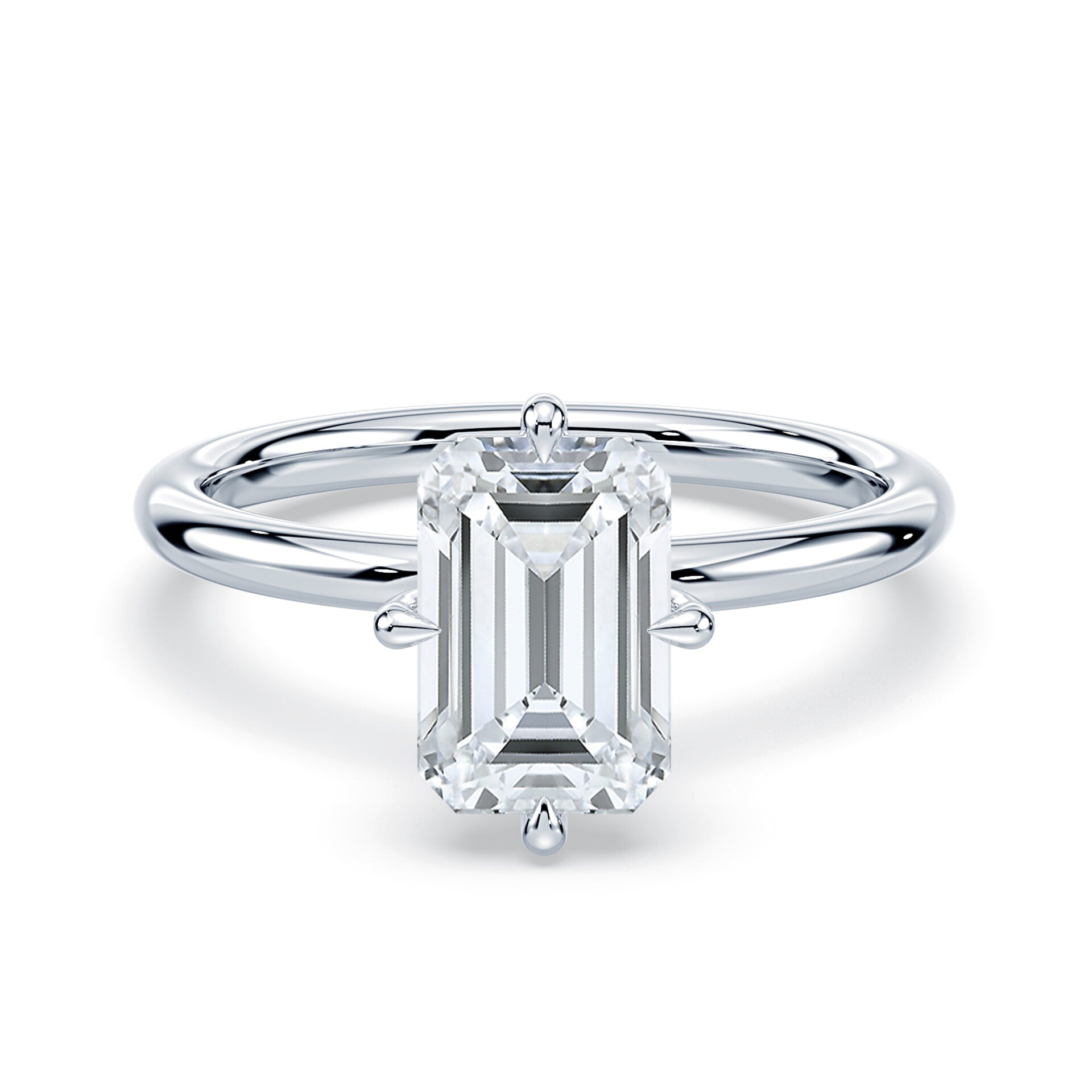 Emerald Cut Compass Prong Ring – Plum