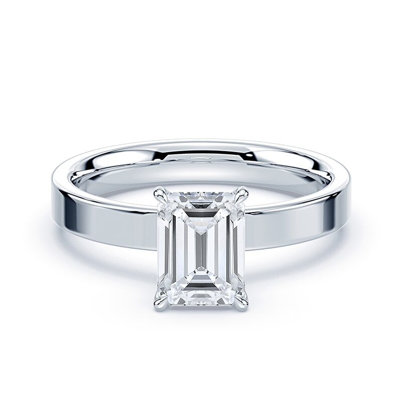 Emerald Cut Pave Prongs Wide Solitaire – Plum