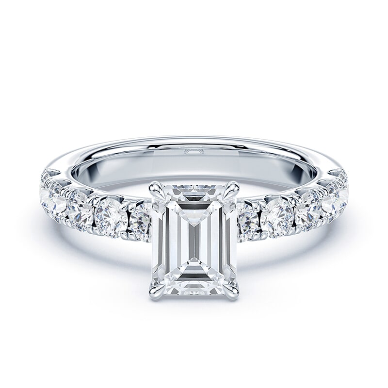 Emerald Cut Pave Prongs Wide Pave Band – Plum