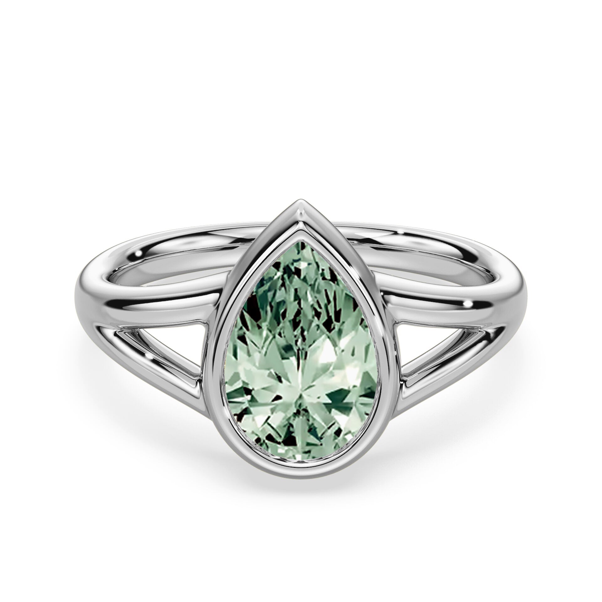 Pear Green Lab Diamond Platinum Ring | Plum Diamonds