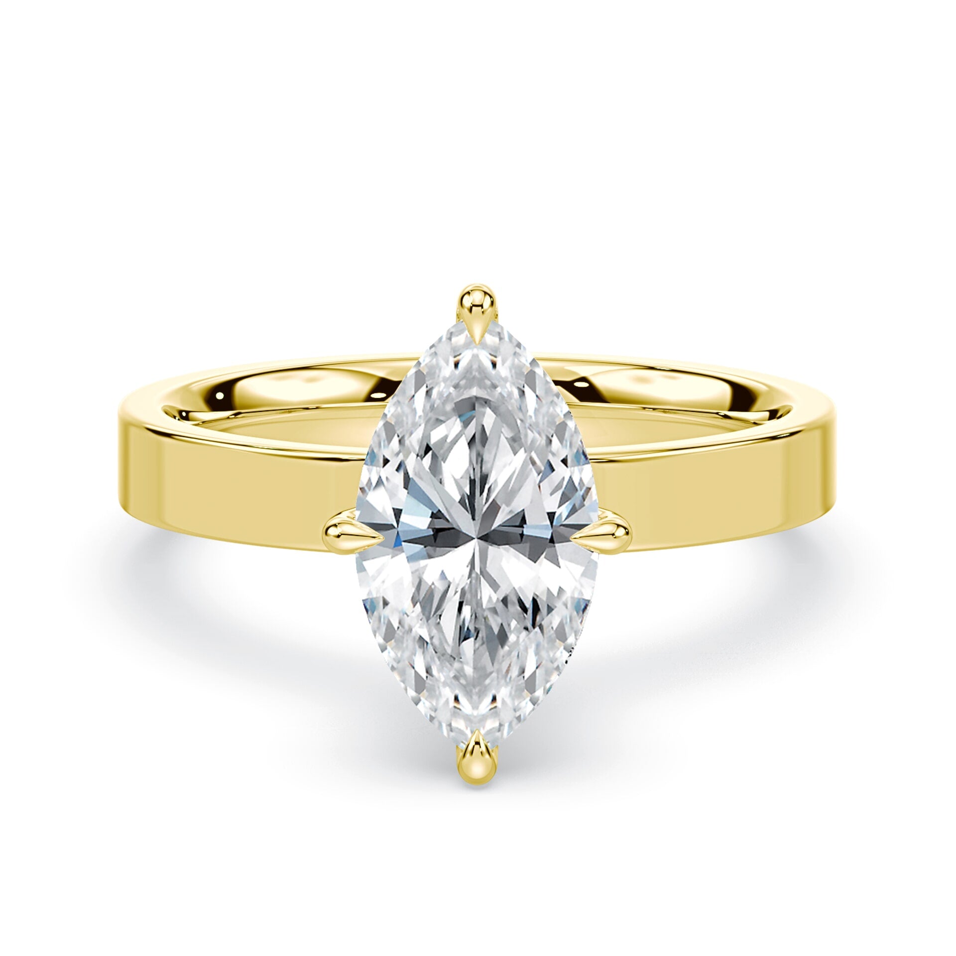 Yellow Gold Marquise Halo Diamond Ring | Plum Diamonds