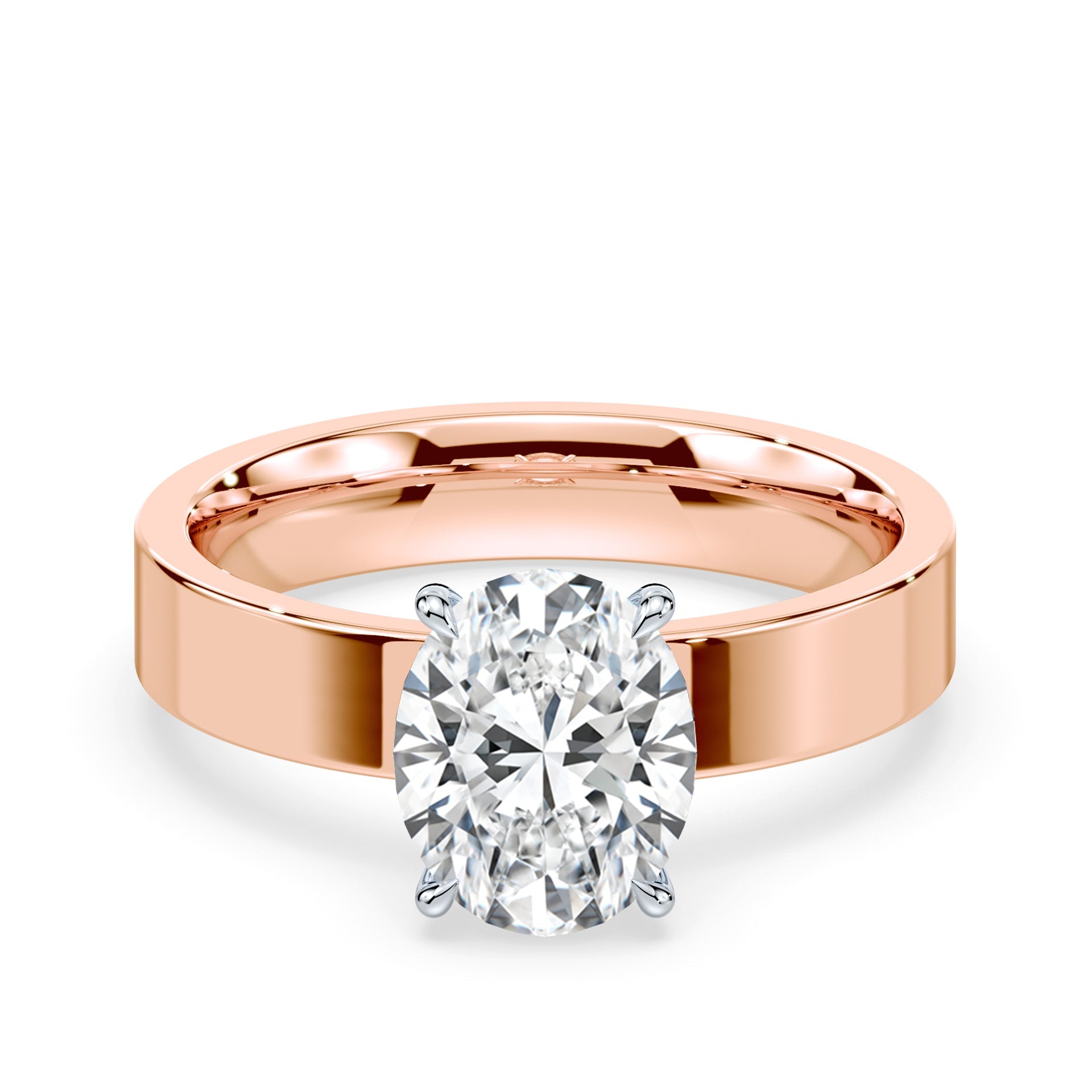 Oval Low Hidden Halo Wide Ring 2-Tone Rose Ring – Plum