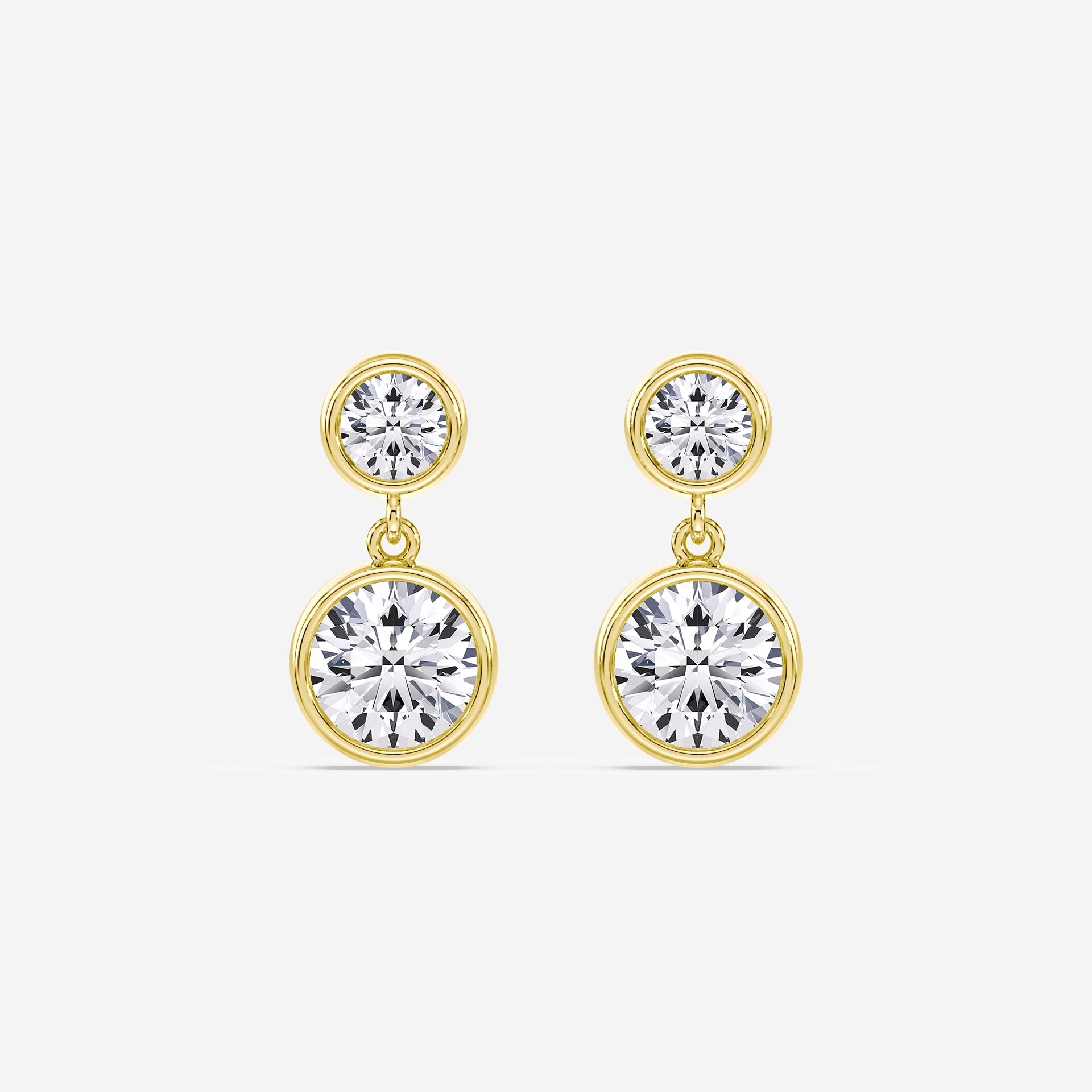 14k Yellow Gold Round Drop Earrings | Plum Diamonds