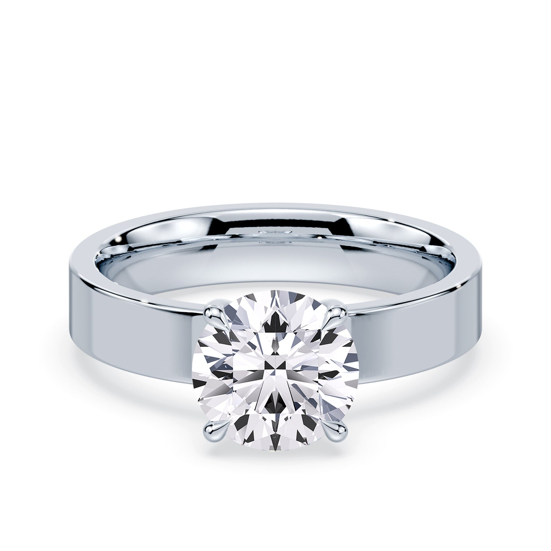 Low Hidden Halo Wide Band Ring Platinum Ring – Plum