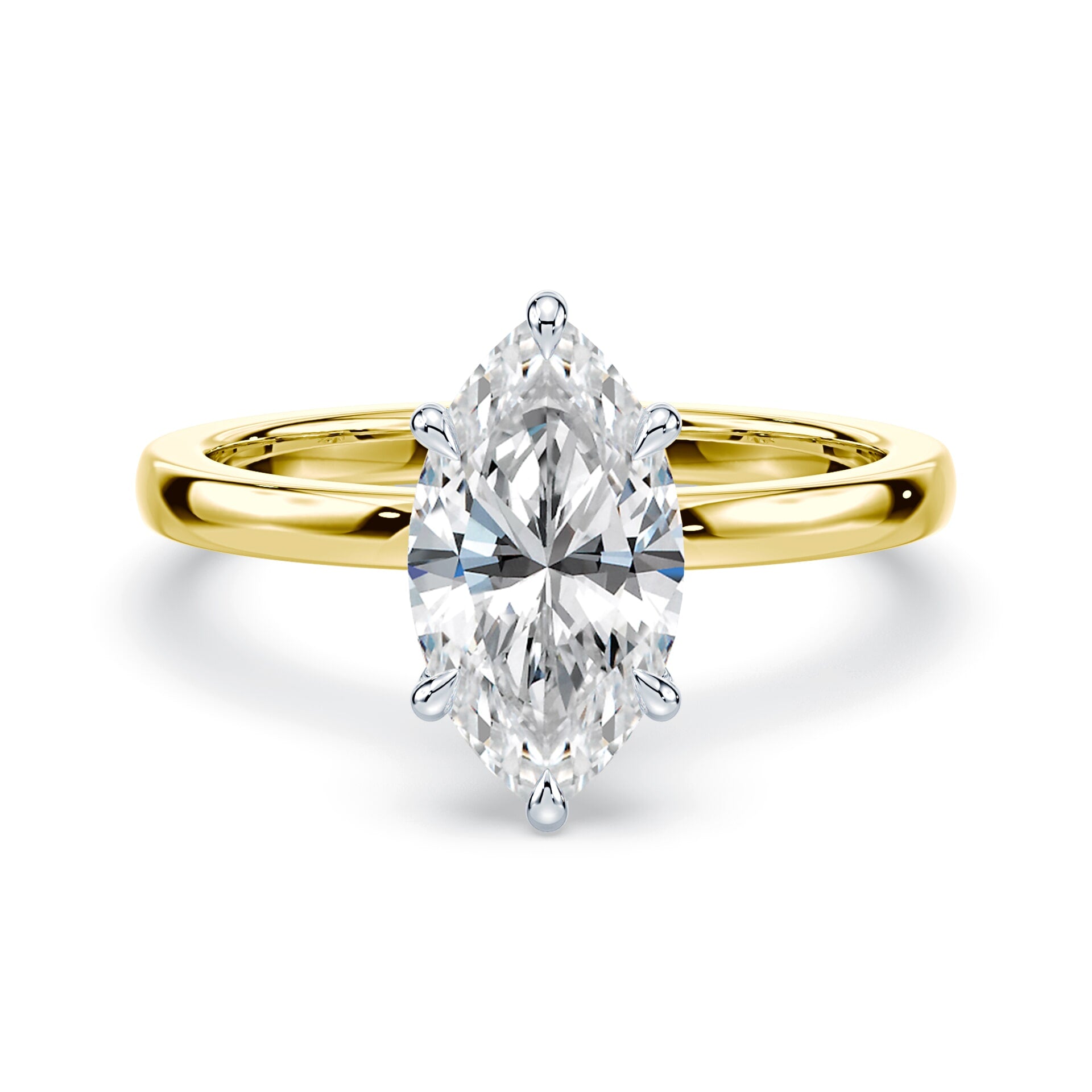 Two Tone Yellow Marquise Solitaire Ring | Plum Diamonds