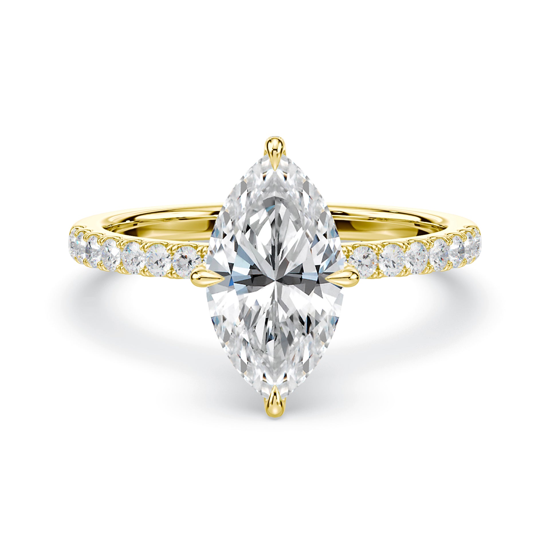 Yellow Gold Marquise Allover Pave Ring | Plum Diamonds