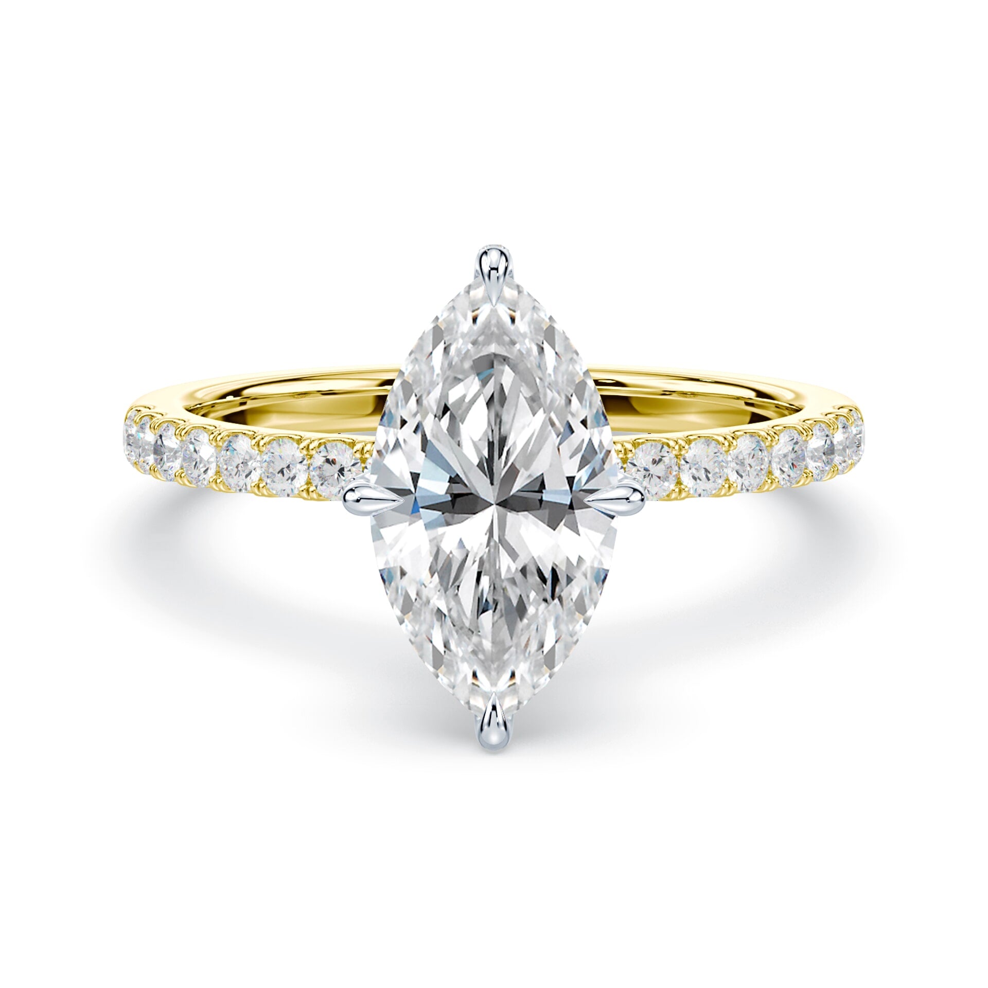 Two Tone Yellow Marquise Allover Pave Engagement Ring – Plum