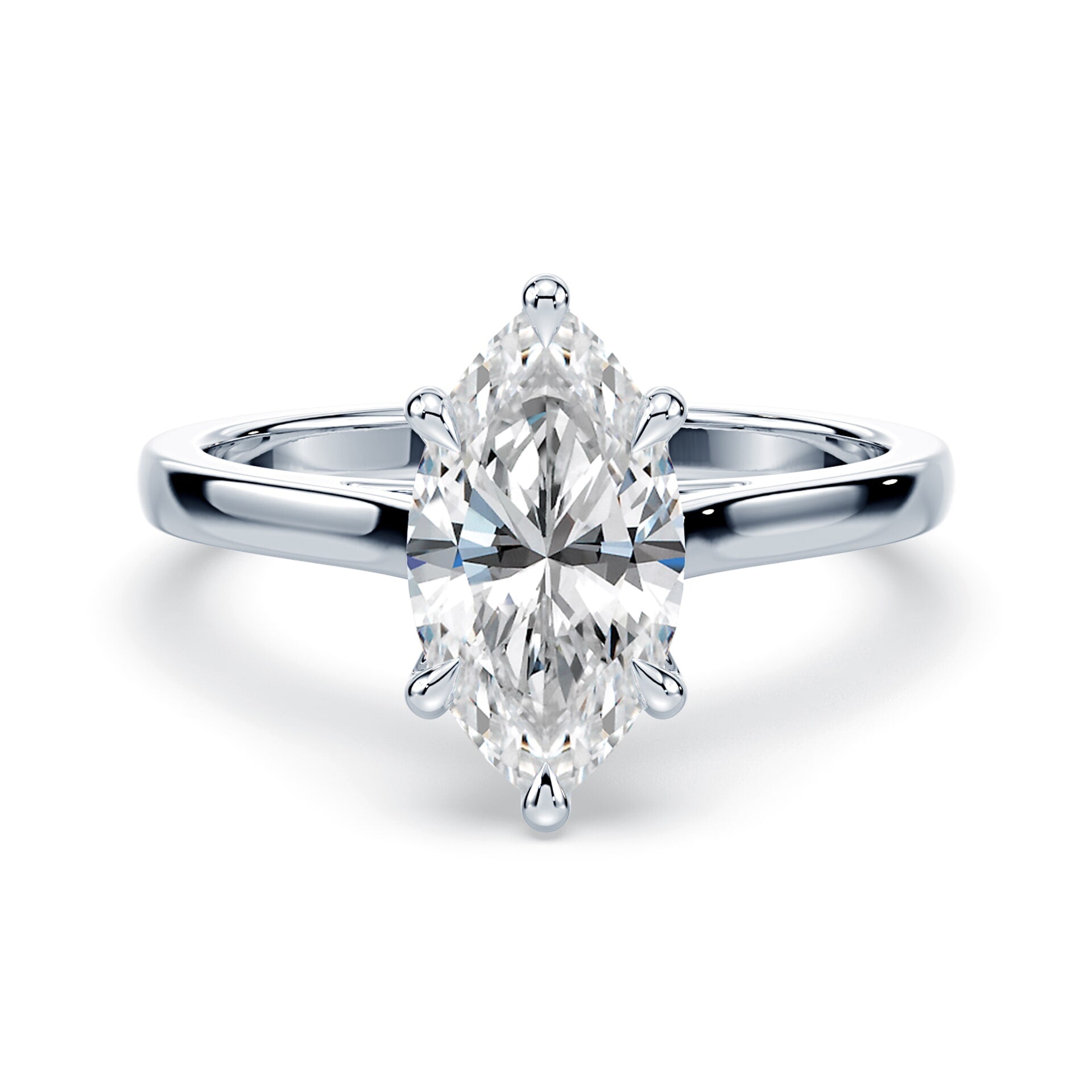 Platinum Marquise Cut Cathedral Ring | Plum Diamonds