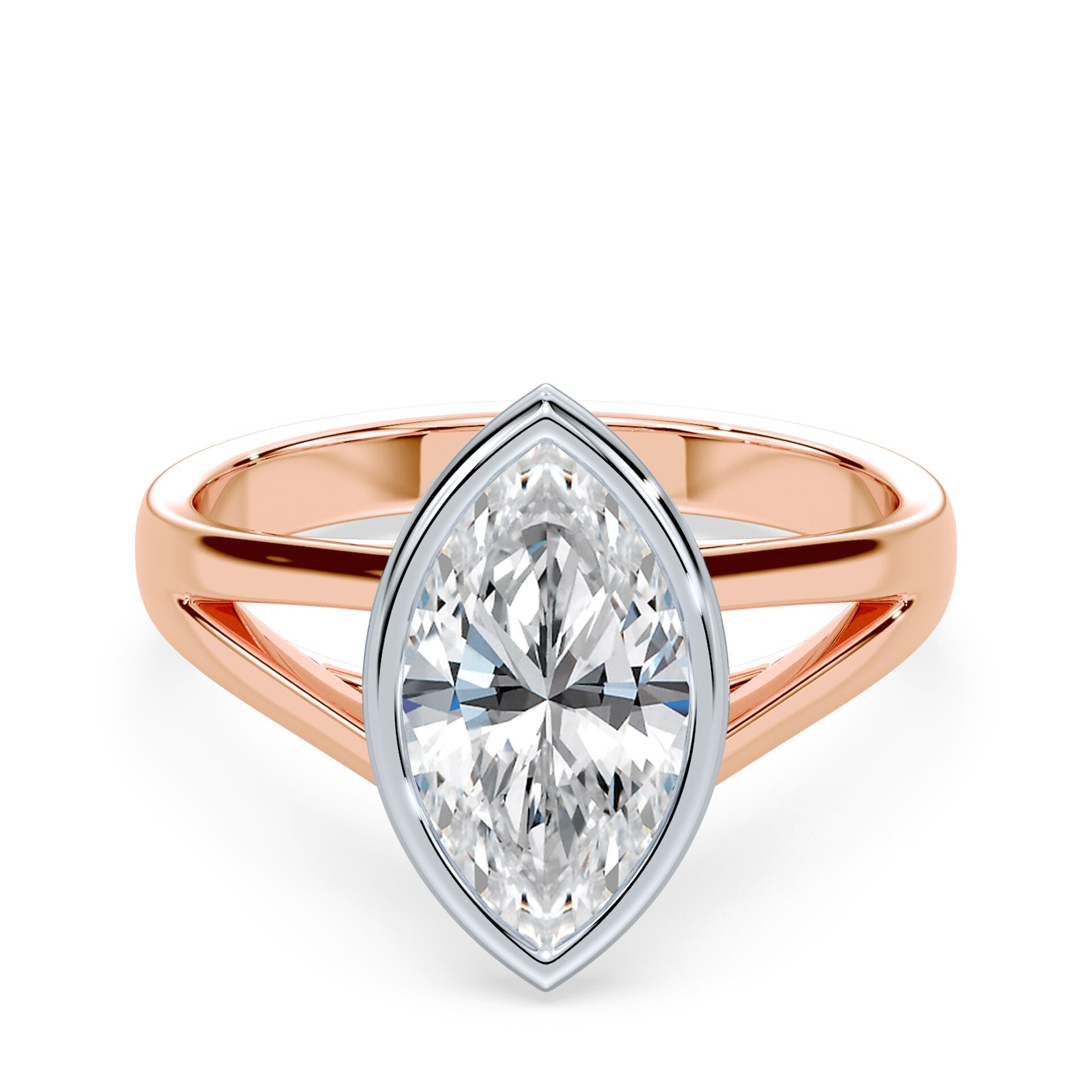 Marquise Cut Split Cathedral Bezel Ring – Plum