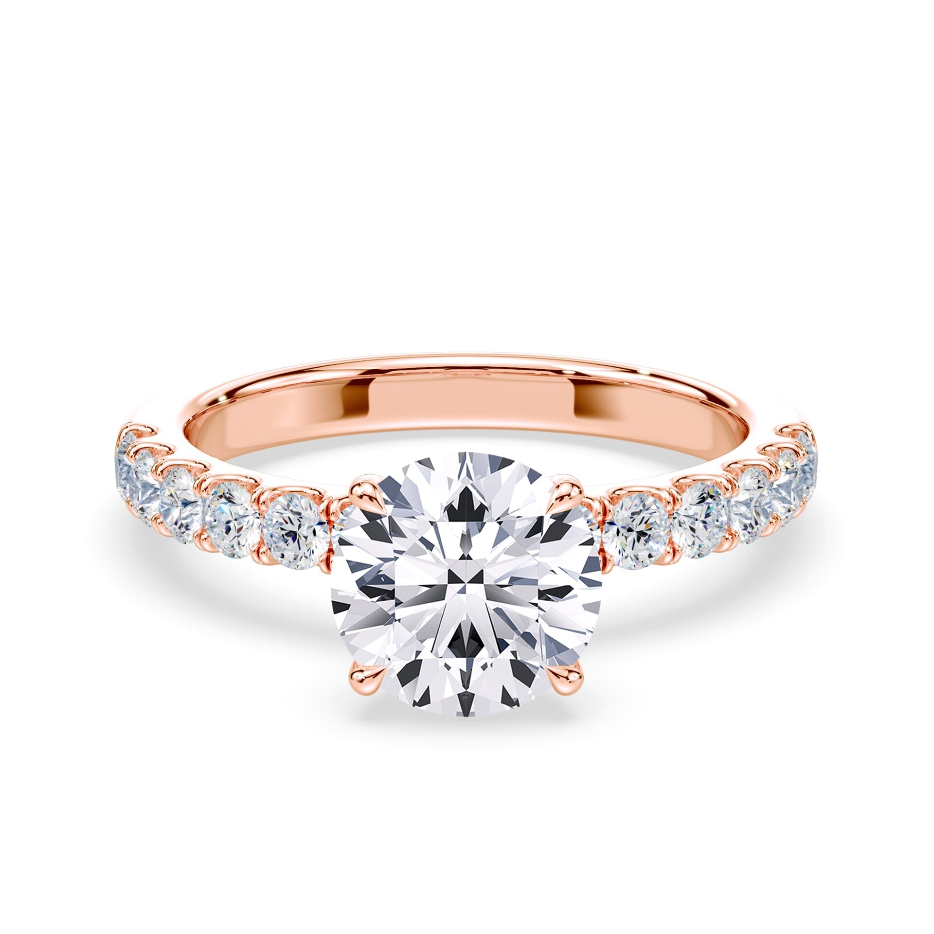 Hidden Halo Medium Pave Rose Gold Ring – Plum