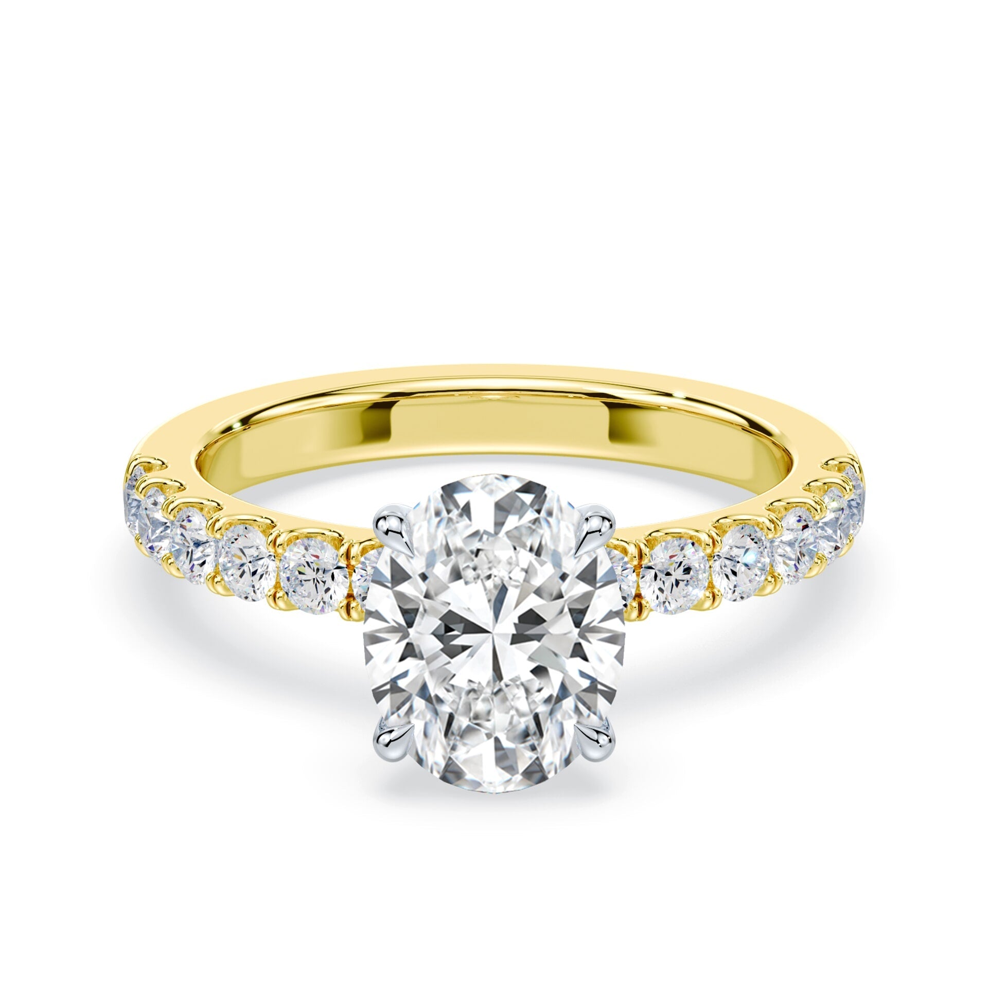 Oval Cut Medium Pave Two Tone Ring – Plum