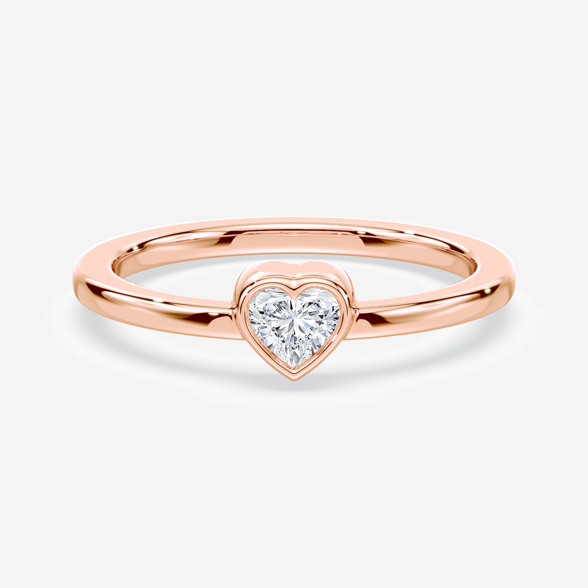 Heart Shaped Mini Bezel Rose Gold Ring – Plum