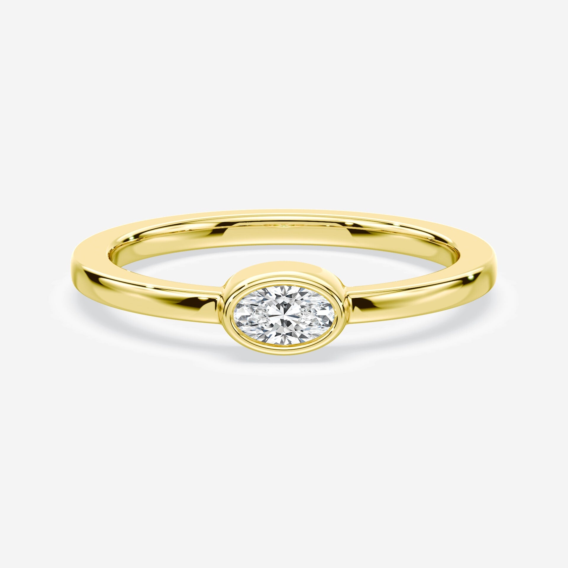 Oval Mini Bezel Yellow Gold Ring – Plum